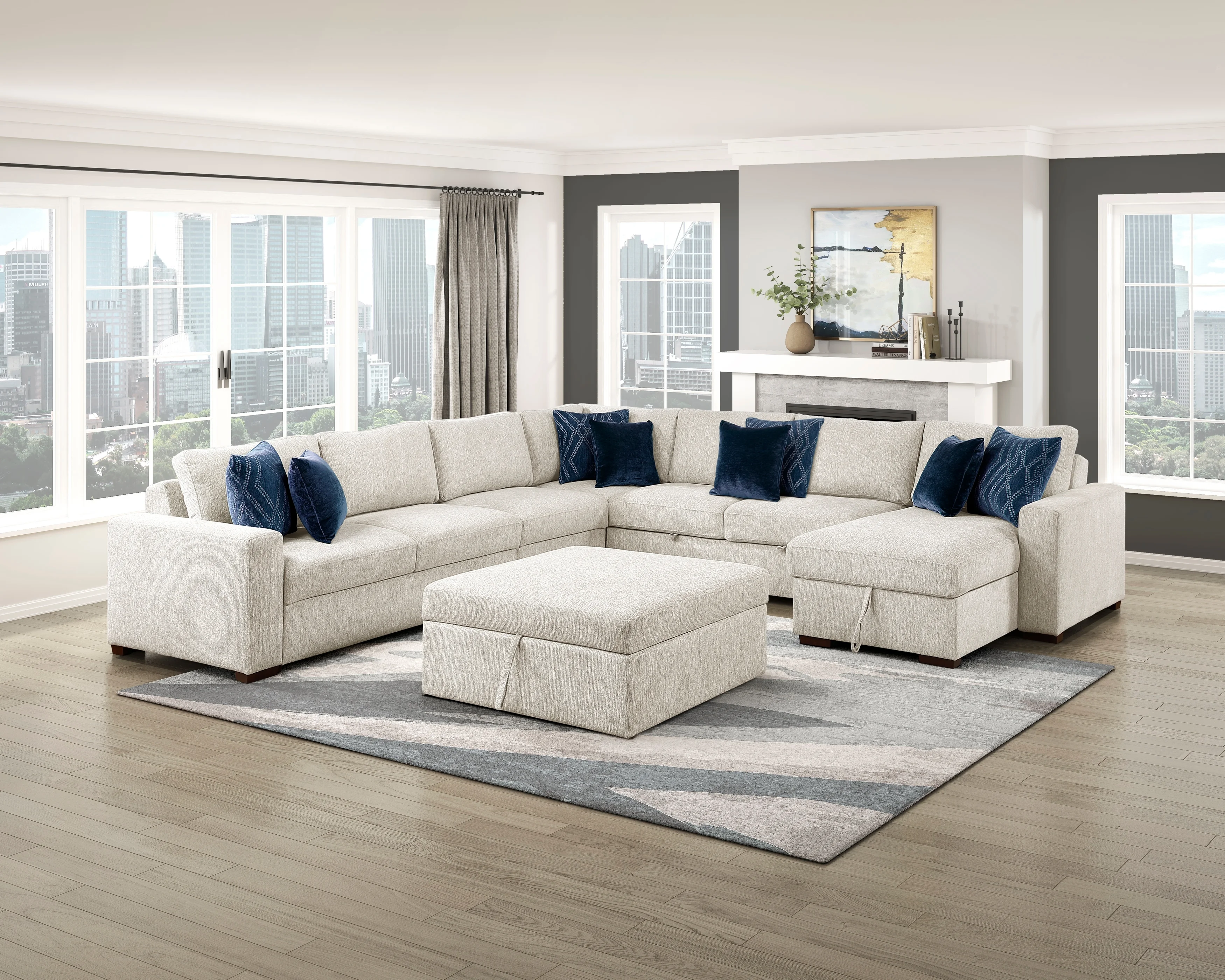 Homelegance Furniture Isla 8548BE-OT Contemporary Storage Ottoman with ...