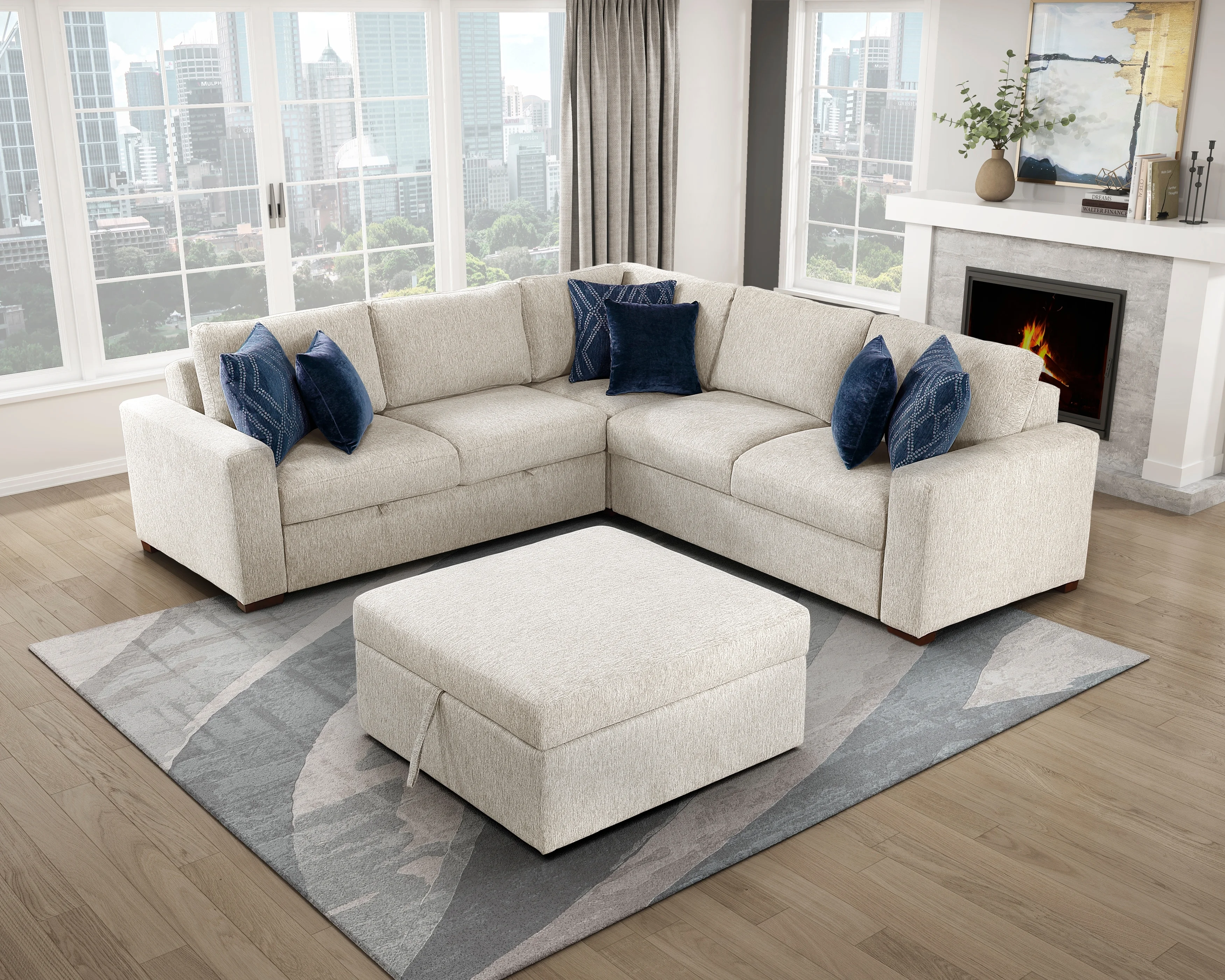 Homelegance Furniture Isla 8548BE-OT Contemporary Storage Ottoman with ...