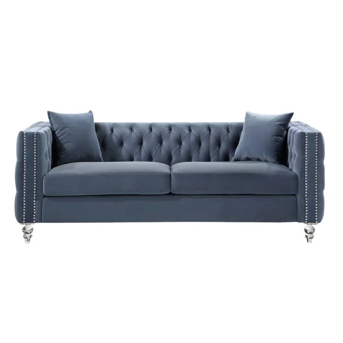 Homelegance Furniture Orina 9349DBU-3 Glam Sofa with Nailhead Trim and ...