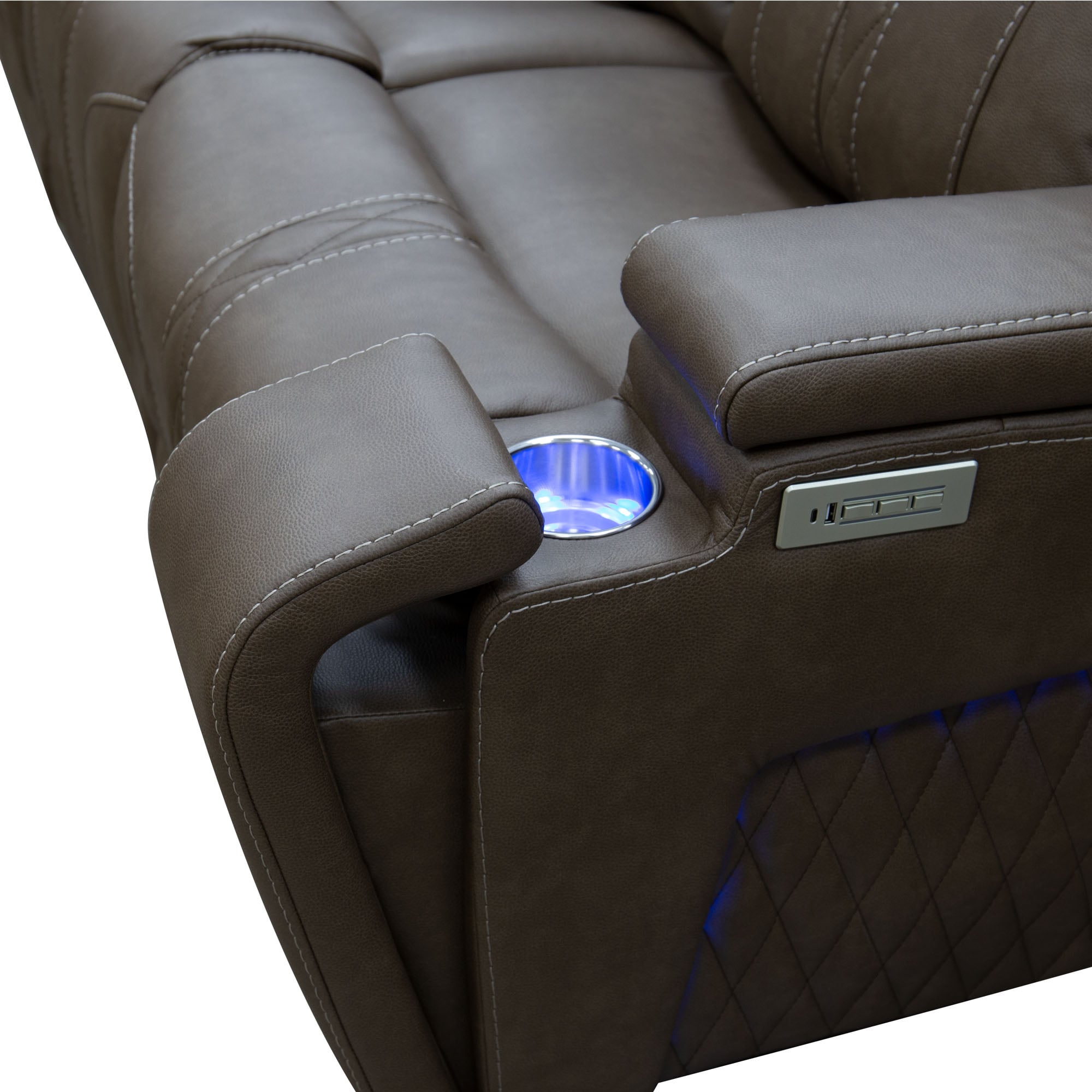 Moto Motion Kempton 535-1E Layflat Recliner Home Theater Sofa with 3 Zone Heating, Air Massage ...