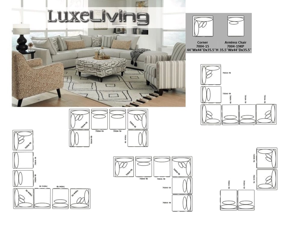 Fusion Furniture 7004 DURANGO PEWTER 7004-19KPx2+7004-15x3 5-Pc Modular ...