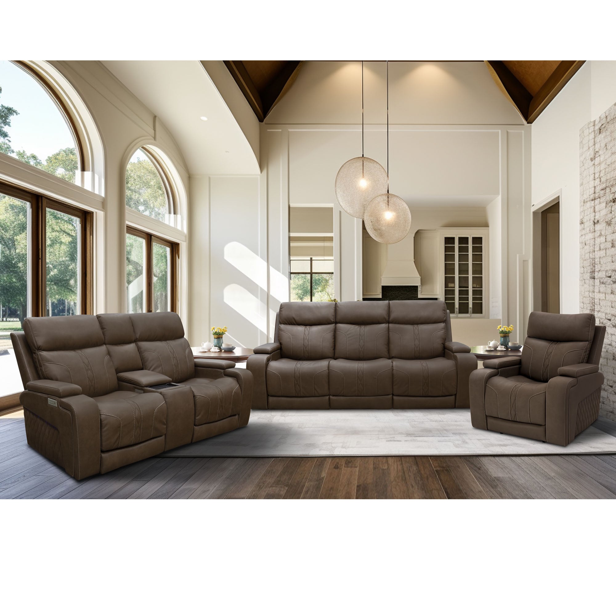 Moto Motion Kempton 535-1E Layflat Recliner Home Theater Sofa with 3 ...
