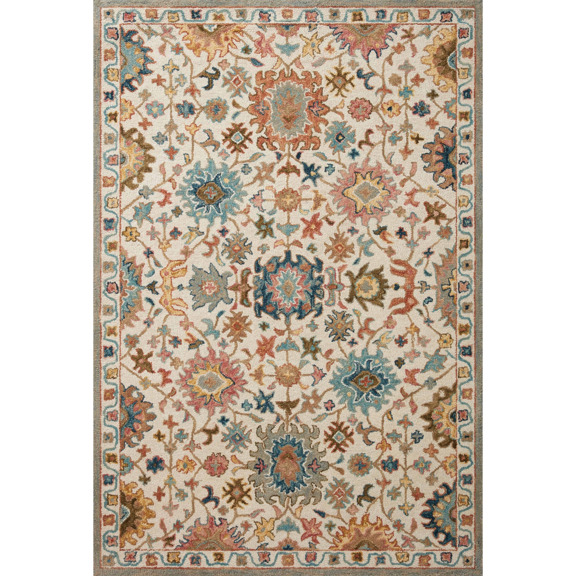 Loloi Rugs Padma PADMPMA-05IVML300R 3'-0" x 3'-0" Round Ivory / Multi ...
