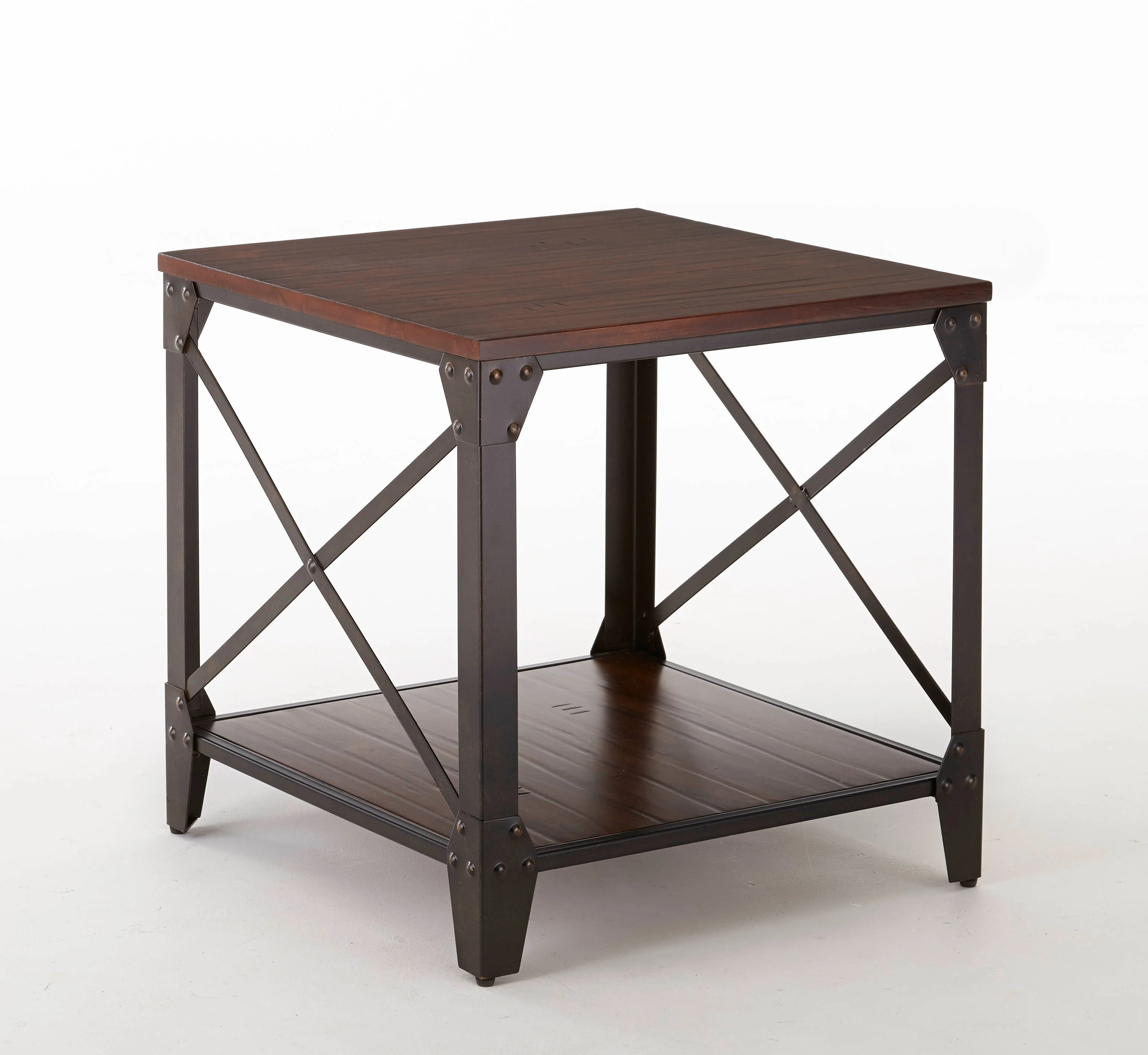 Steve Silver Winston WN400E Industrial Square End Table with Bottom ...
