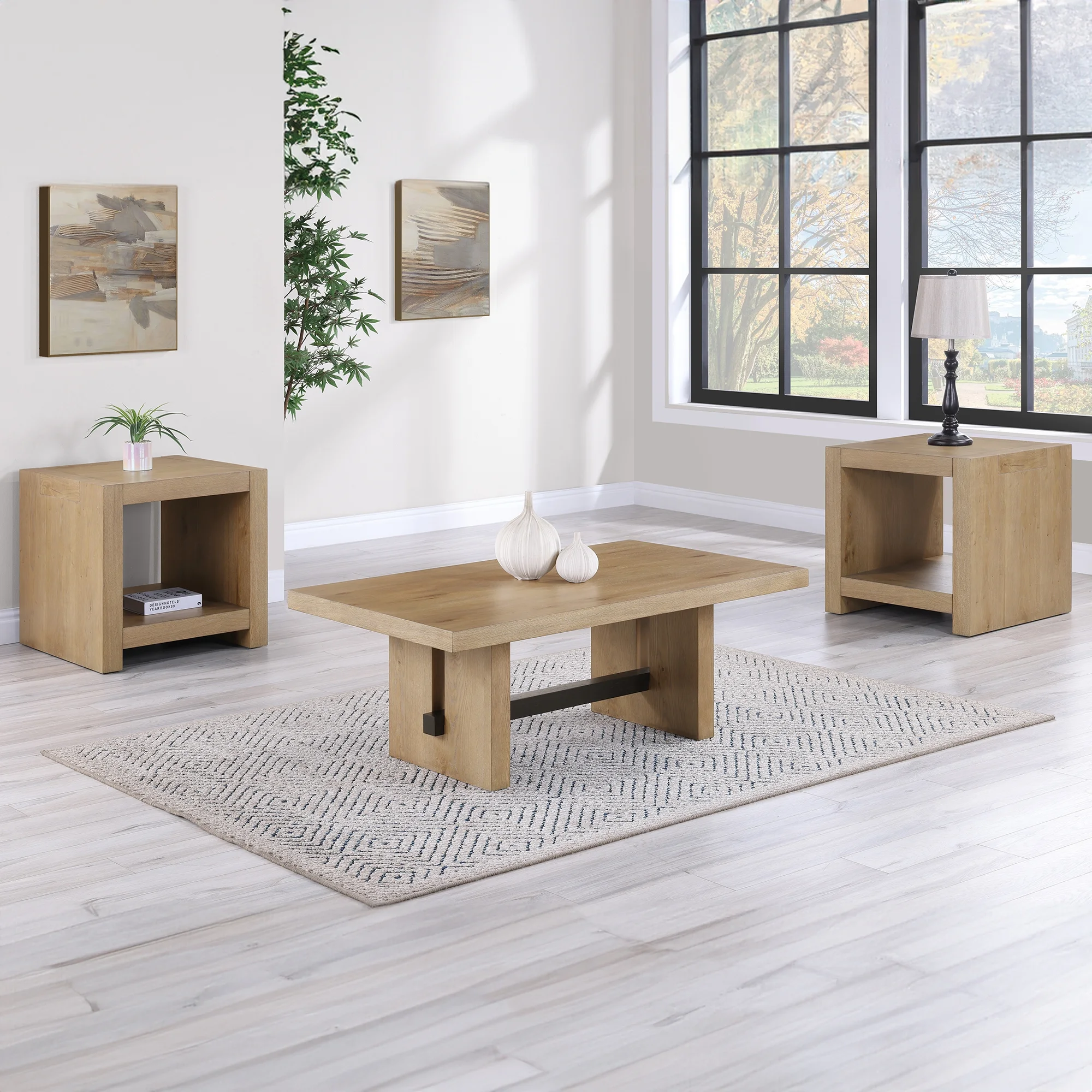 Steve Silver Aubrey AUB100NE Modern Rustic 24" Square Open-Shelf Side ...