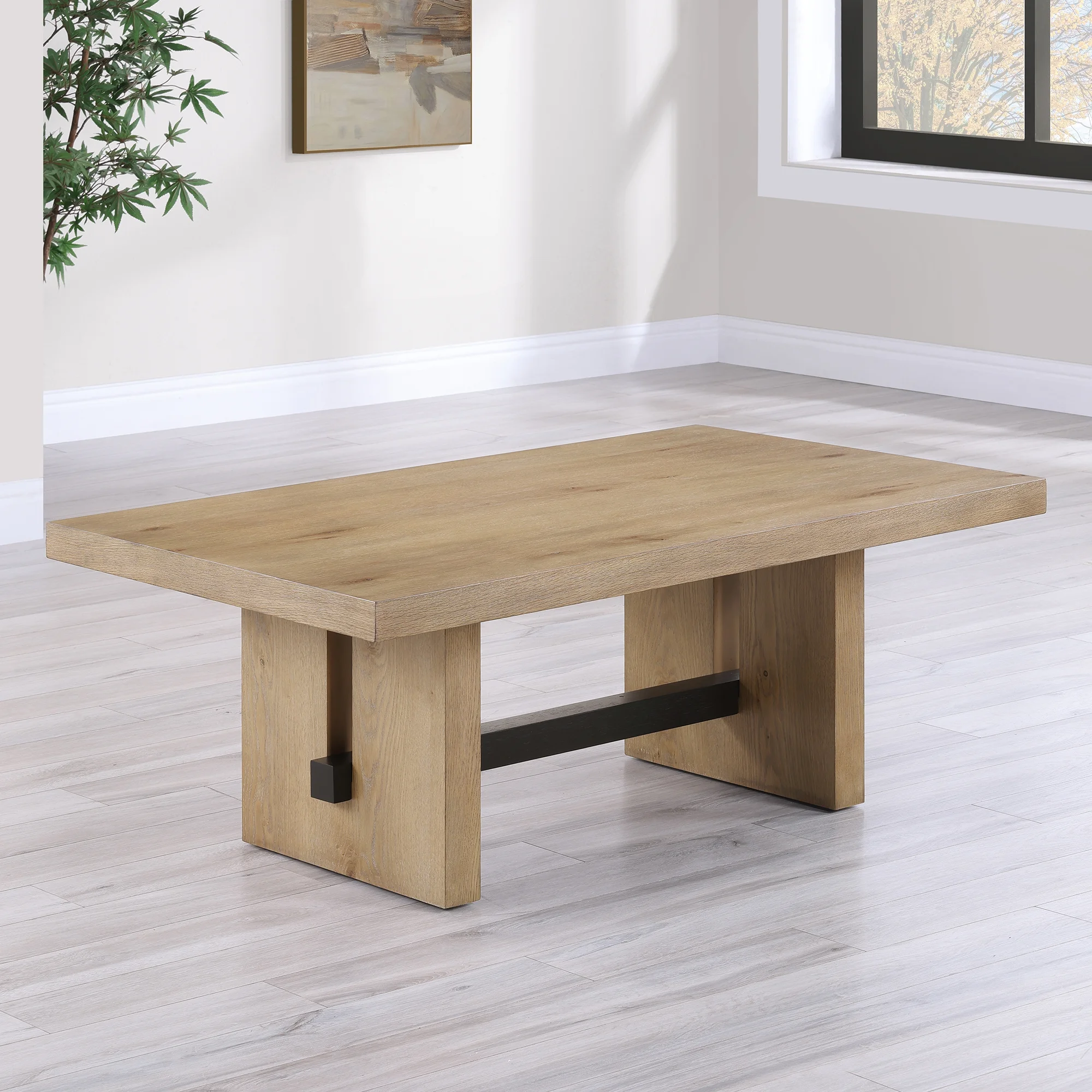 Steve Silver Aubrey AUB100NC Modern Rustic 48" Trestle-Base Cocktail ...