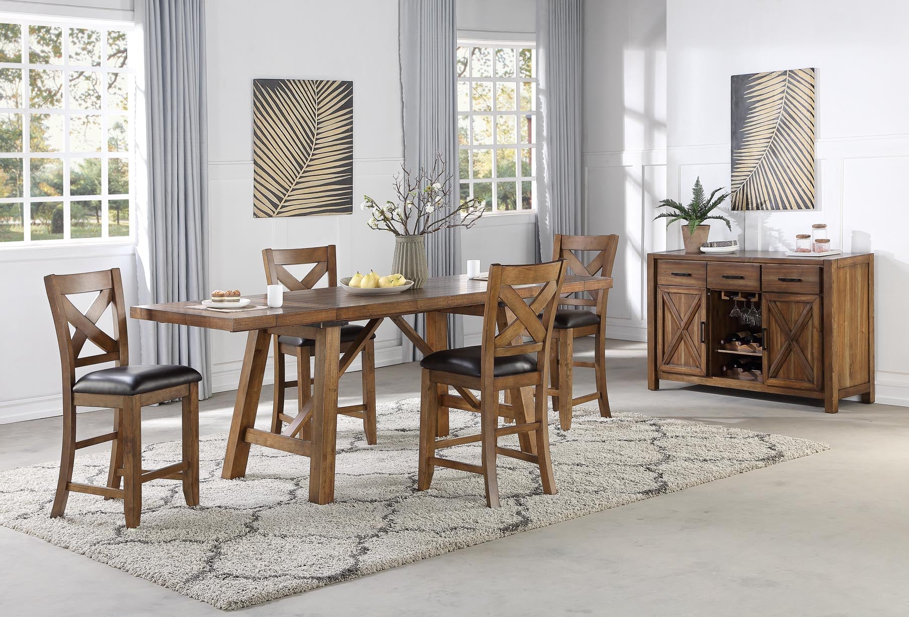 Conway 77651 Farmhouse Rectangular Gathering Height Table with Table ...