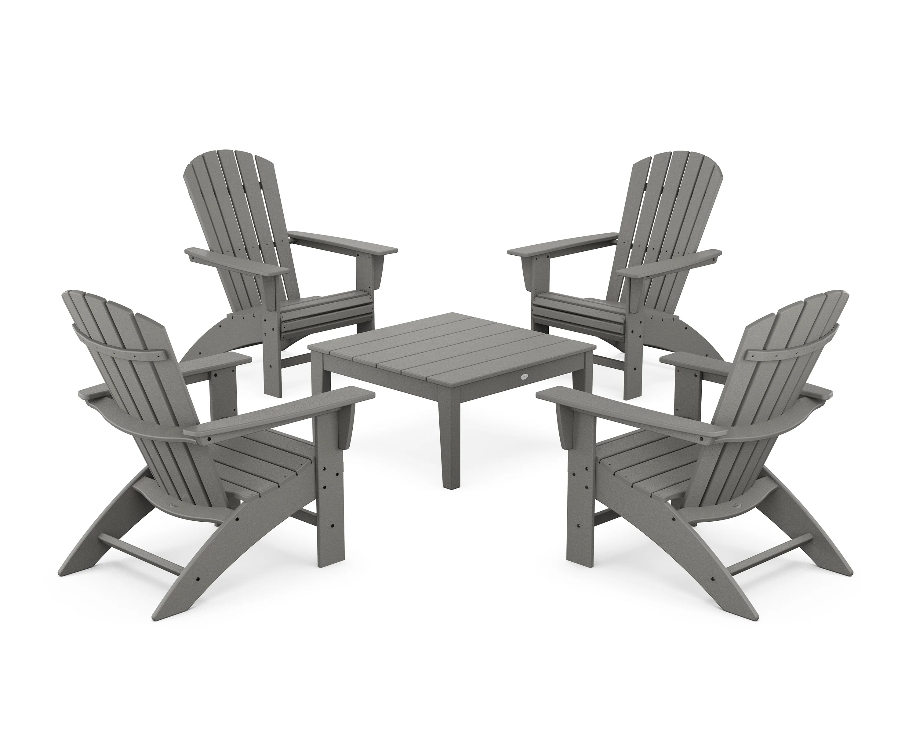 POLYWOOD Nautical PWS1479-1-GY 5-Piece Nautical Curveback Adirondack ...