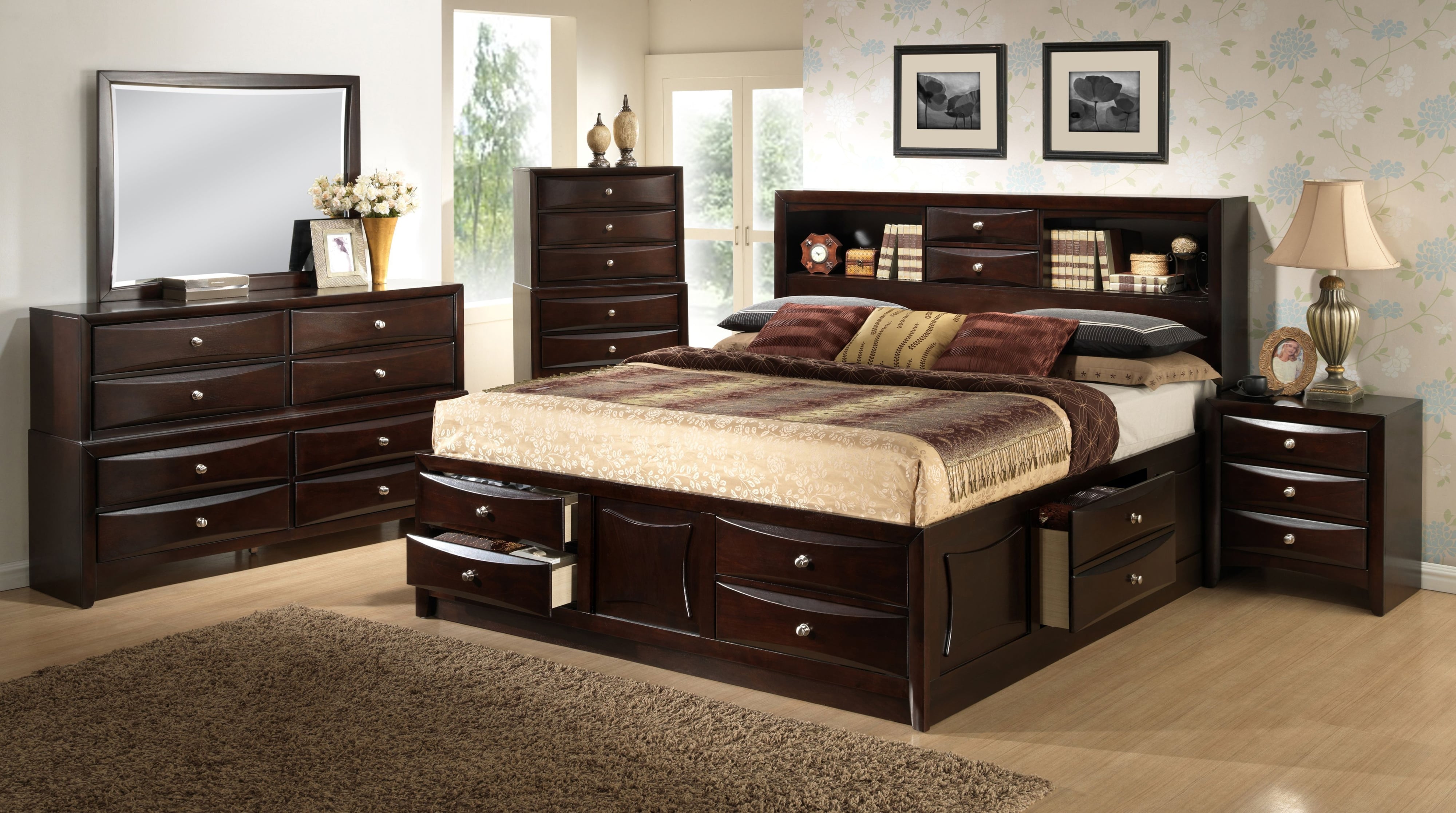 Lifestyle Bookie C4233A BXNx1 C4233A Q48x1x1 C4233 050x1 C4233 040x1 C4233 020x1 Contemporary 4 Piece Queen Bedroom Set Elgin Furniture Bedroom Group