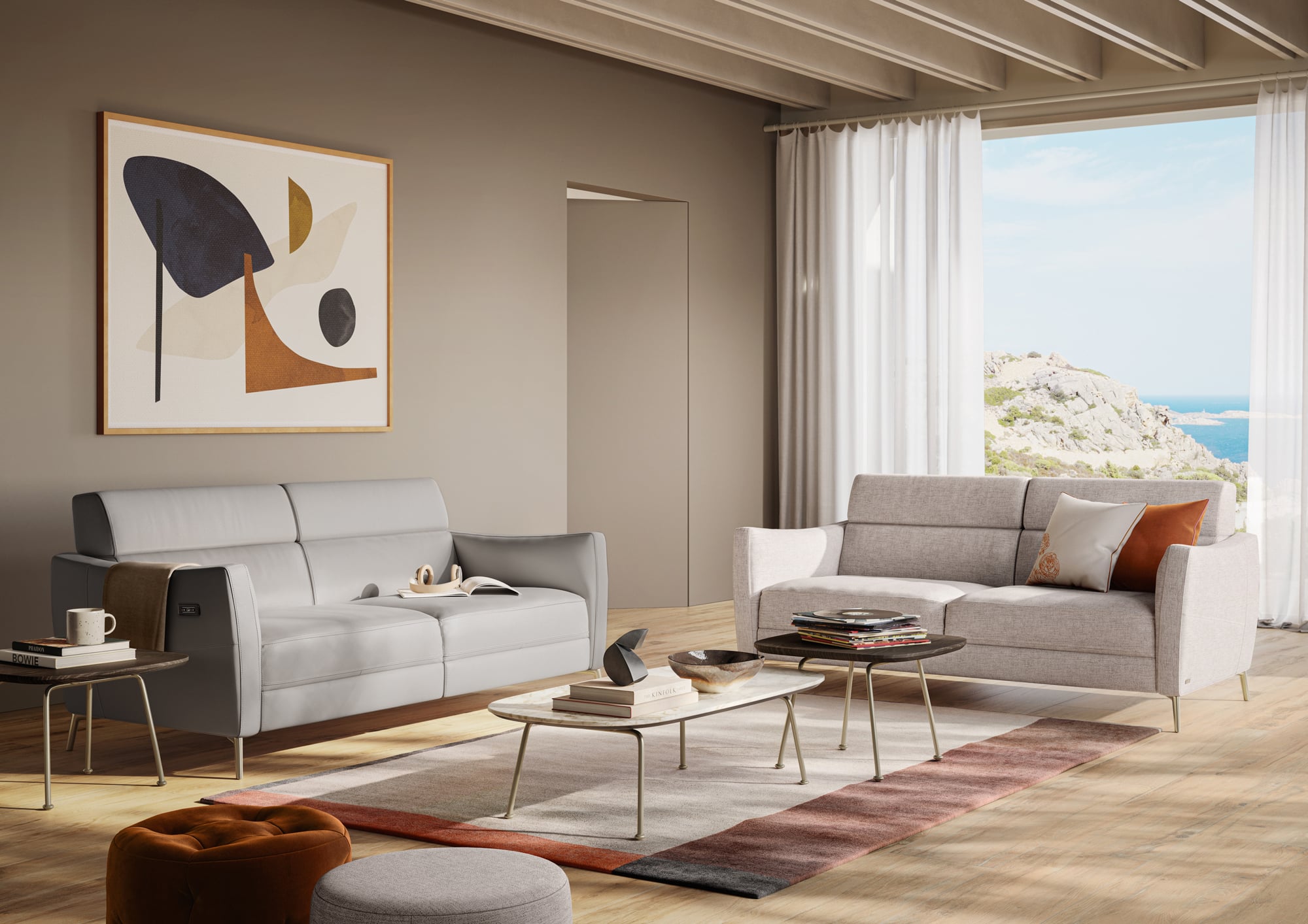 Natuzzi Editions Greg C200-F46-15OA-90 Power Sofa | HomeWorld Furniture ...