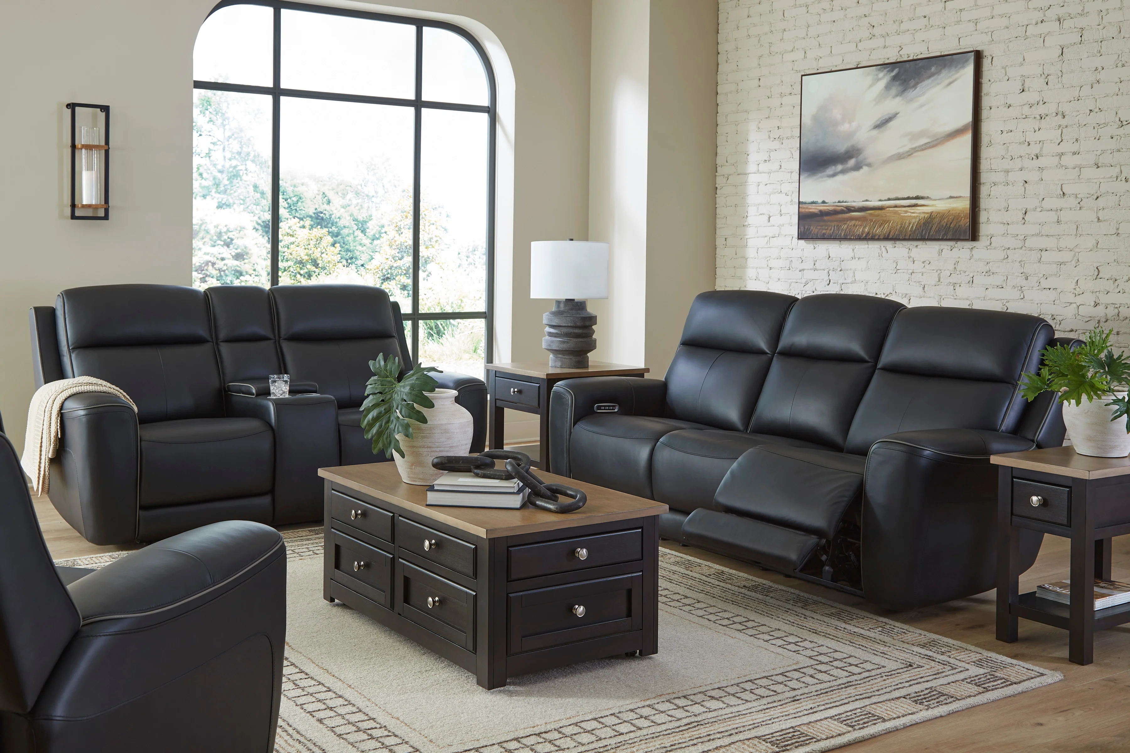5Z-Comfort PCU10902A Power Reclining Leather Sofa and Loveseat with ...