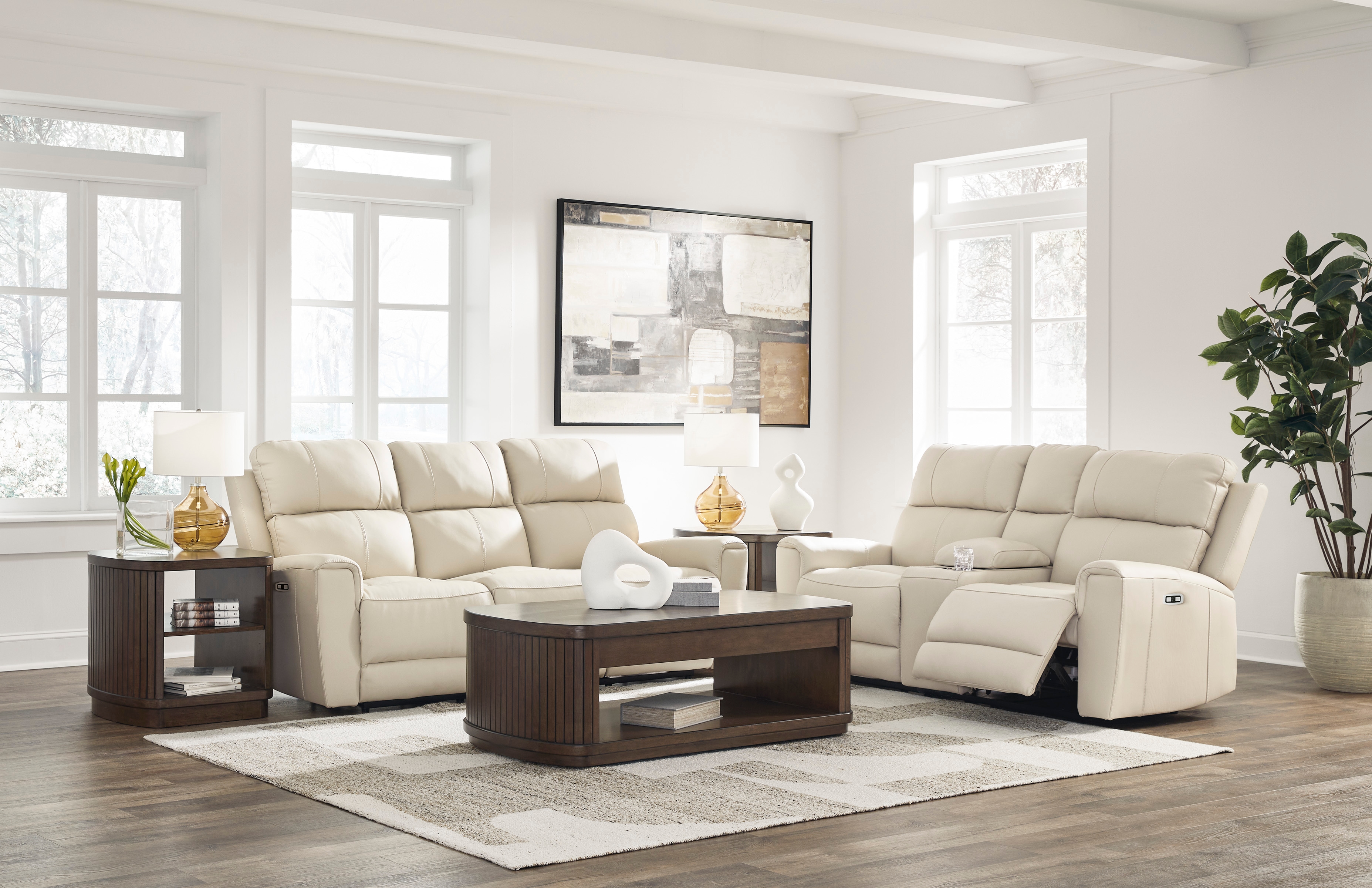 Dahlmoore U13200A Power Reclining Leather Sofa and Loveseat with ...