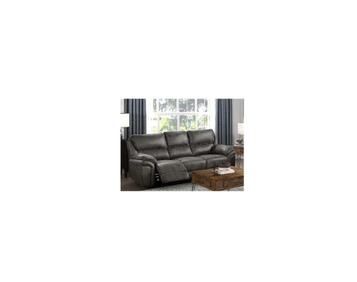 Proctor 8517GRY-3 Casual Dual Manual Reclining Sofa with Pillow Arms ...