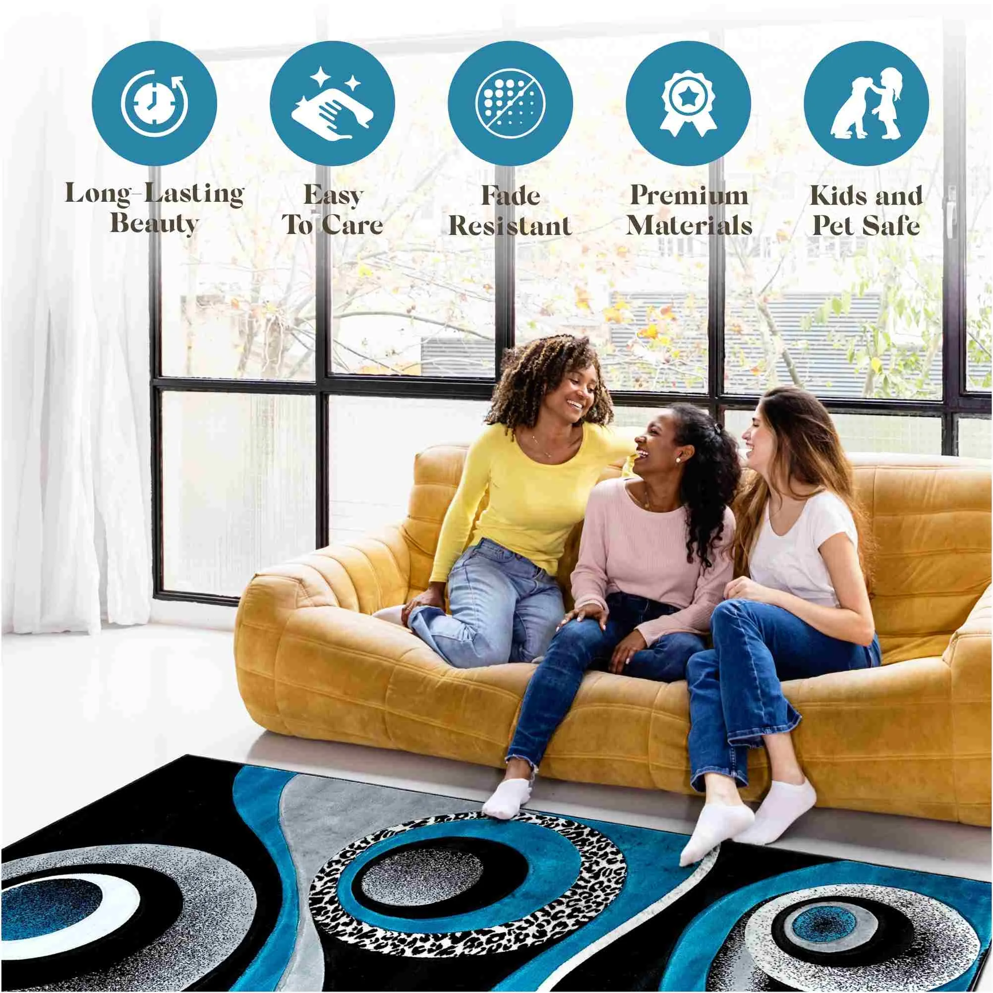 22293 PREMIUM AREA RUG TURQUOISE 4X6 | | 7 Day Furniture | Rugs