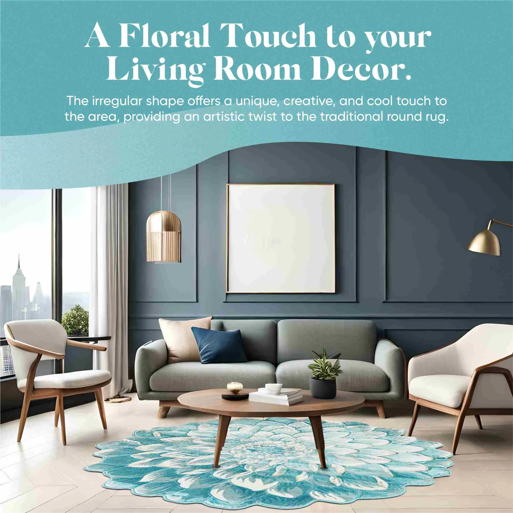 23433 FLOWER 7 FT BLUE DAISY | | 7 Day Furniture | Rugs