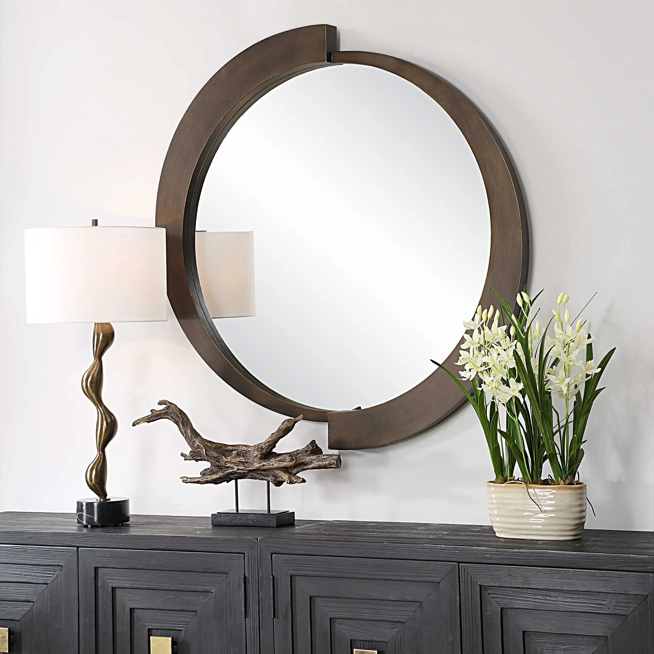 Uttermost Reverse 8227 Reverse Round Mirror | Stuckey Furniture ...