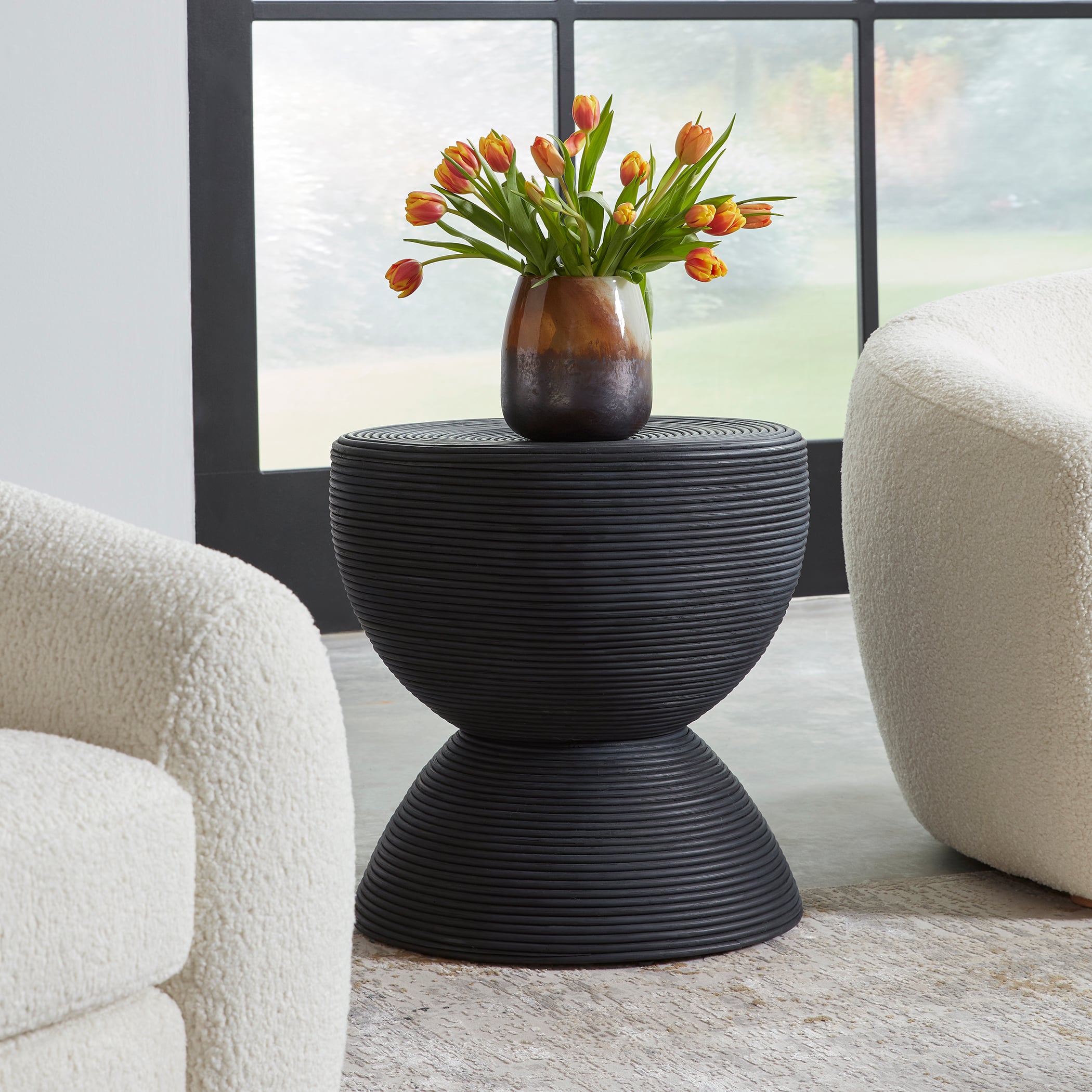 Black rattan end table store