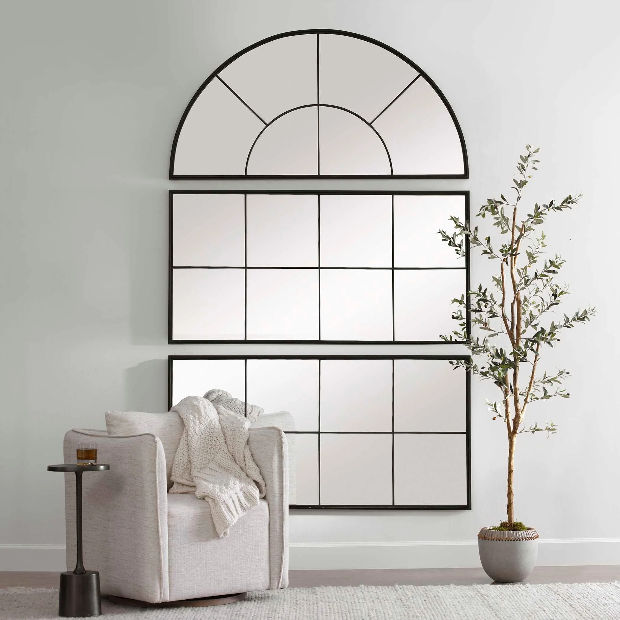 Uttermost Rousseau 9733 Rousseau Iron Window Arch Mirror | Mueller ...