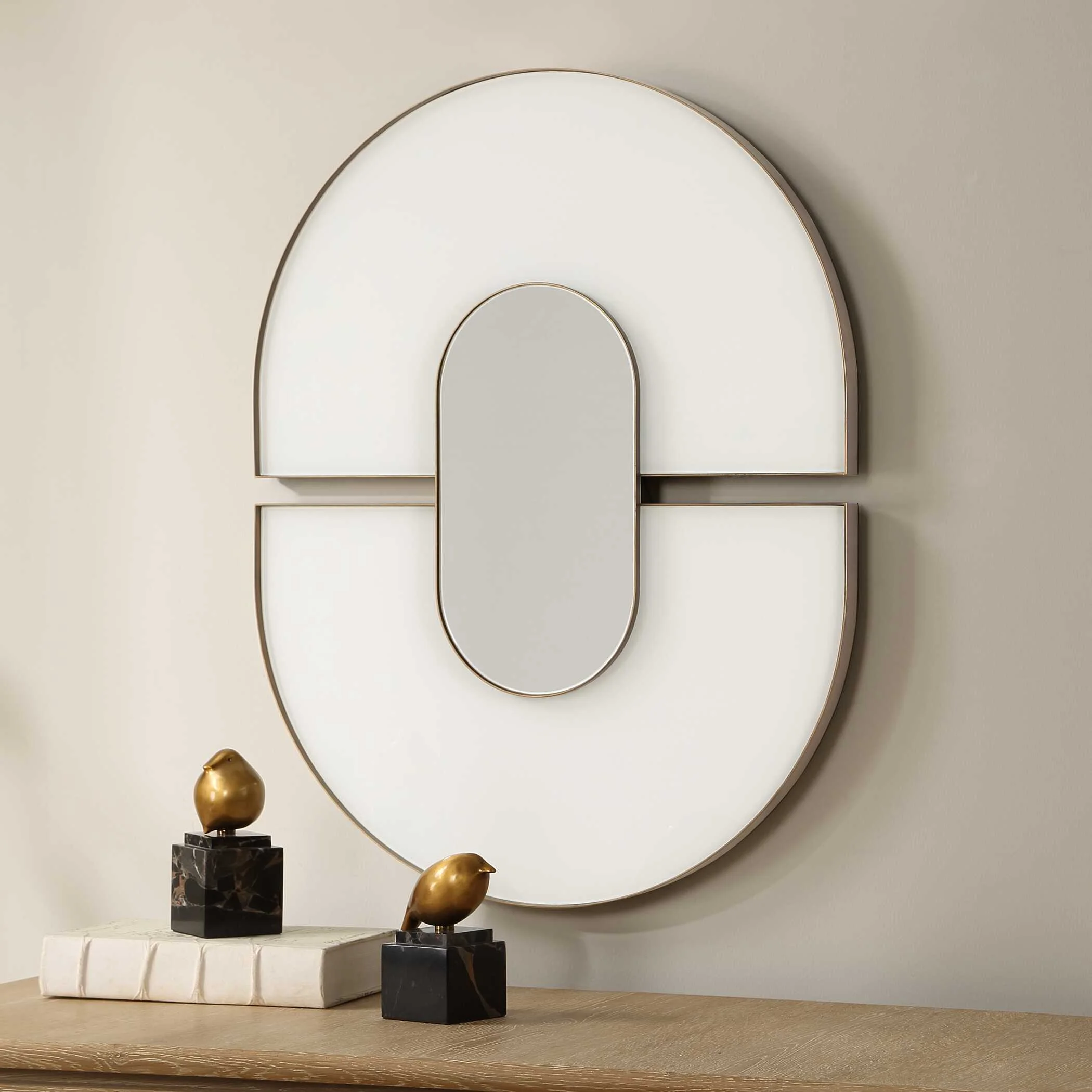 Uttermost Encase 8294 Encase Modern White Oval Mirror | Stuckey ...