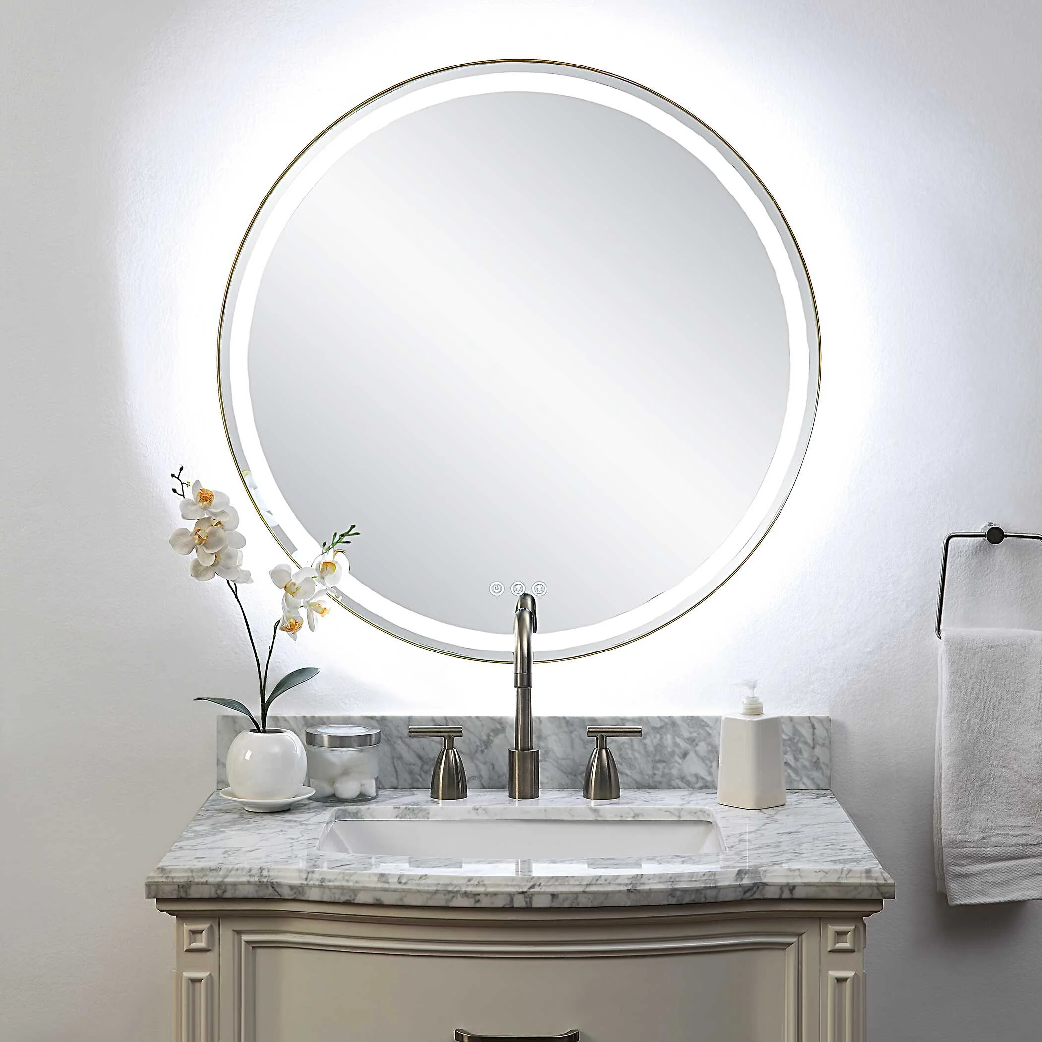 Uttermost Crofton 9947 Crofton Lighted Brass Round Mirror | Thornton ...