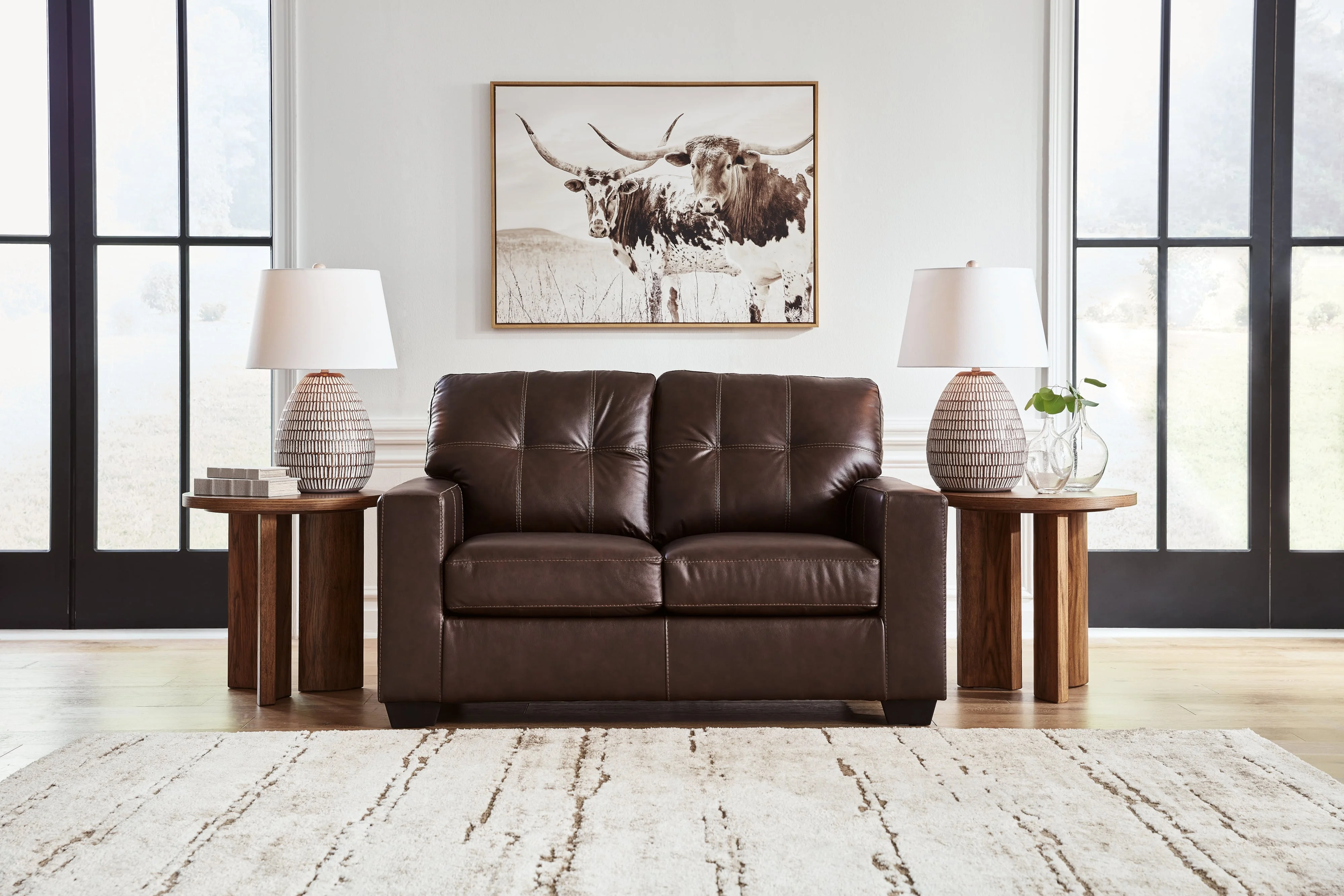 Ashley Signature Design Santorine 2170635 Leather Match Loveseat | Dunk ...