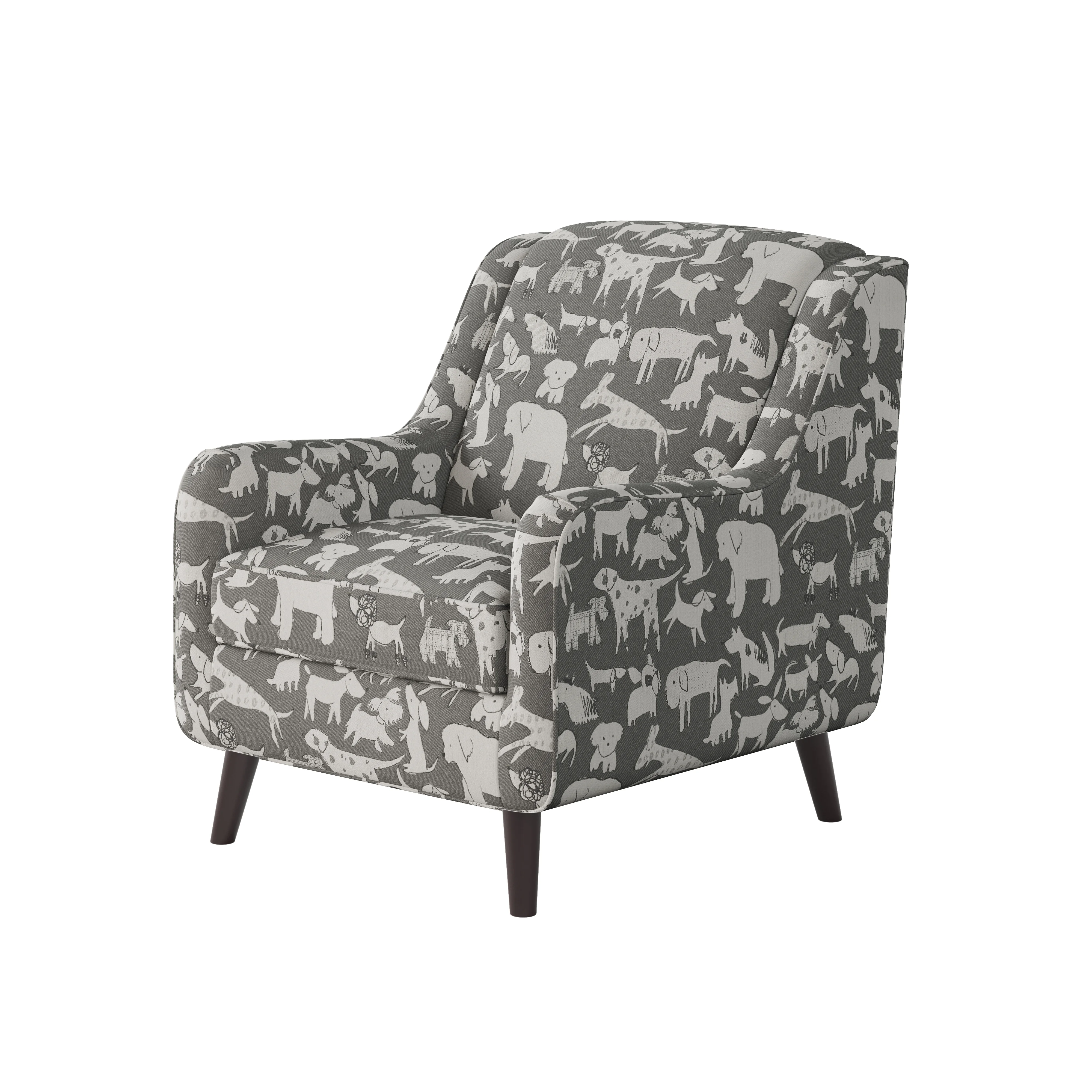 Fusion Furniture Grab A Seat 240-C Doggie Graphite Mid-Century Modern ...