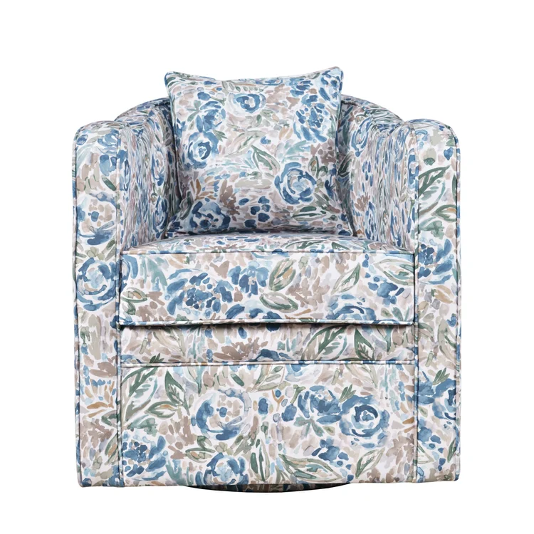 Jofran Bloom BLOOM-SW-BLU Transitional Swivel Accent Chair with Barrel ...