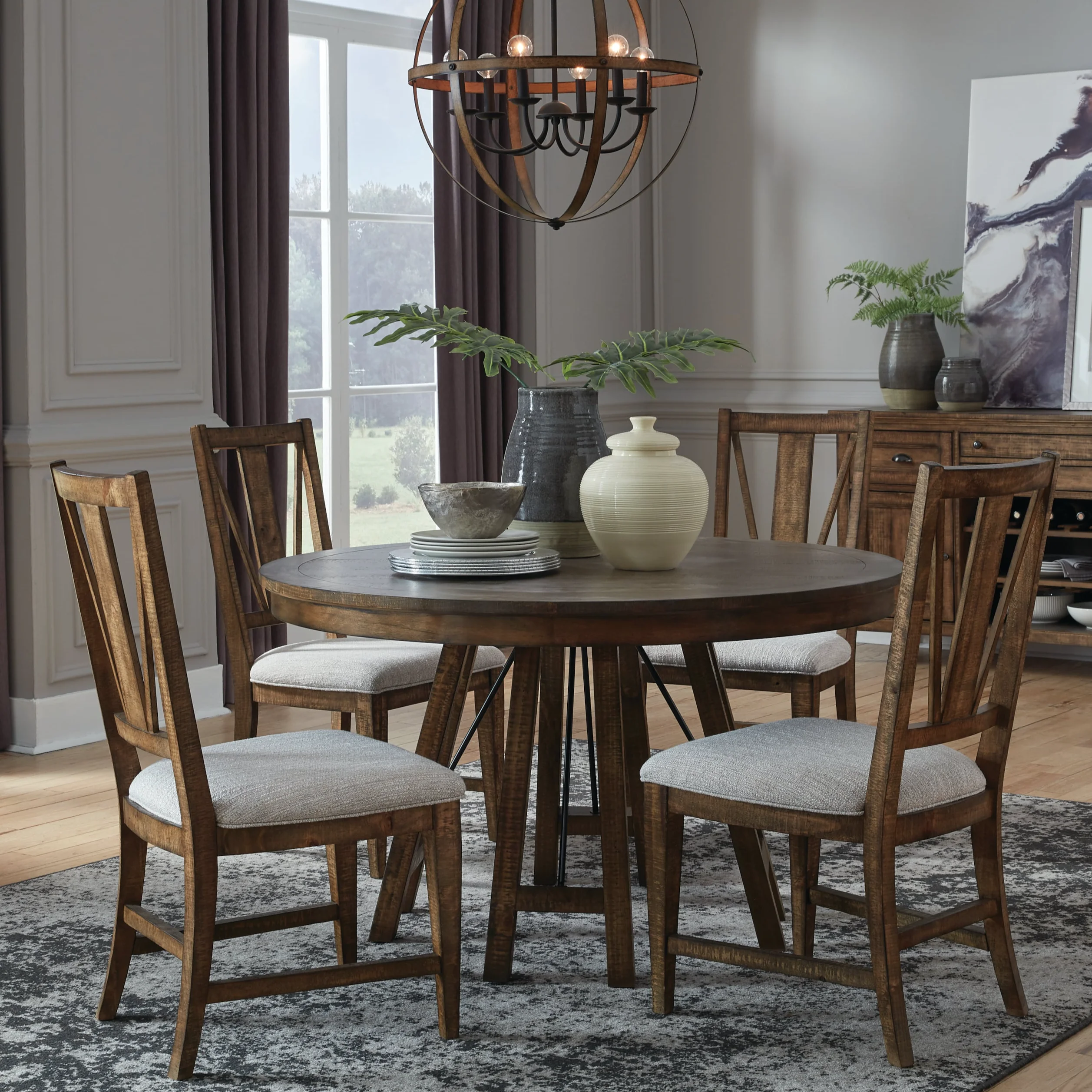 Sharon Bay Creek Dining D4398-62x4+D4398-27x1 5-Piece Dining Set with ...
