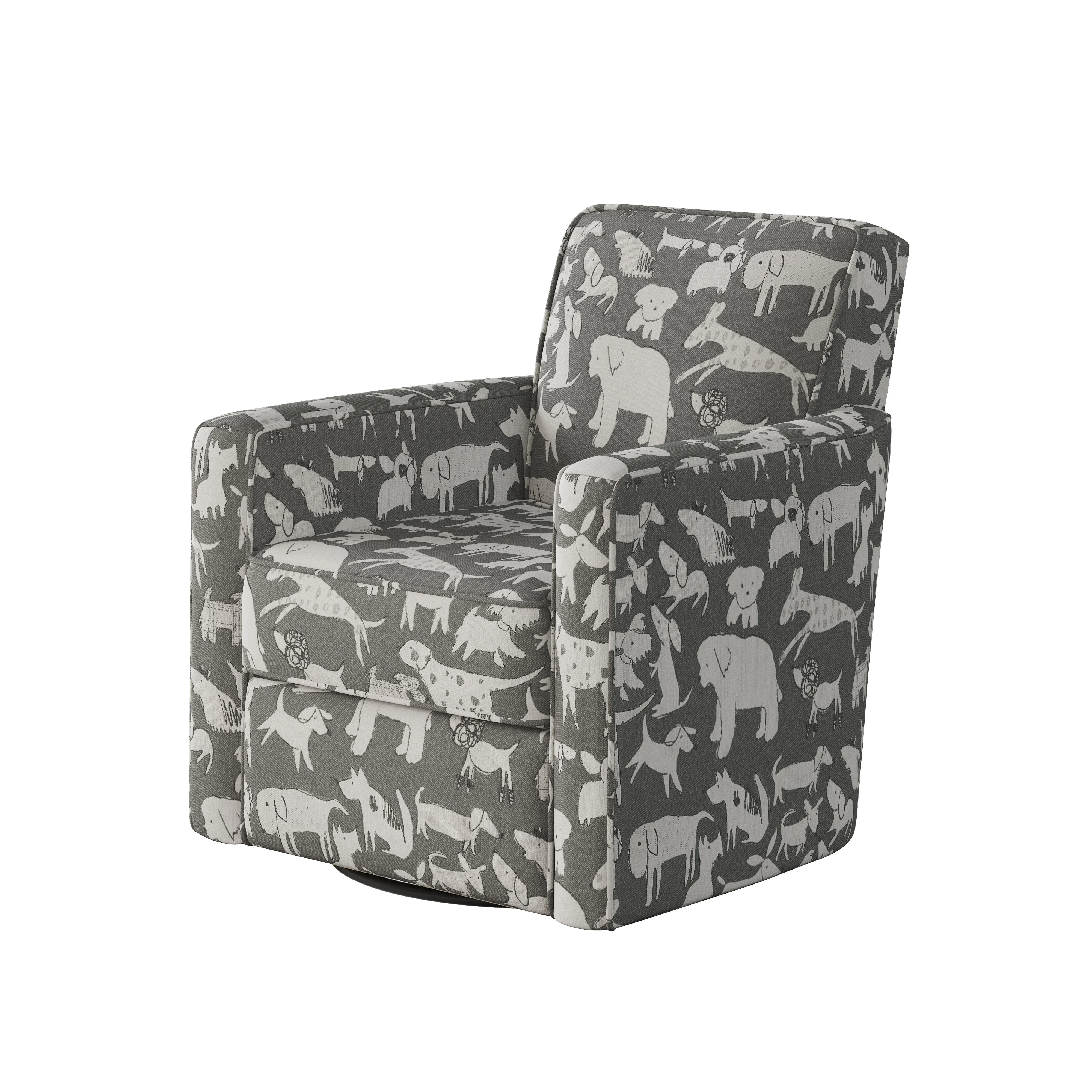 Fusion Furniture Grab A Seat 402G-C Doggie Graphite Swivel Glider Chair ...