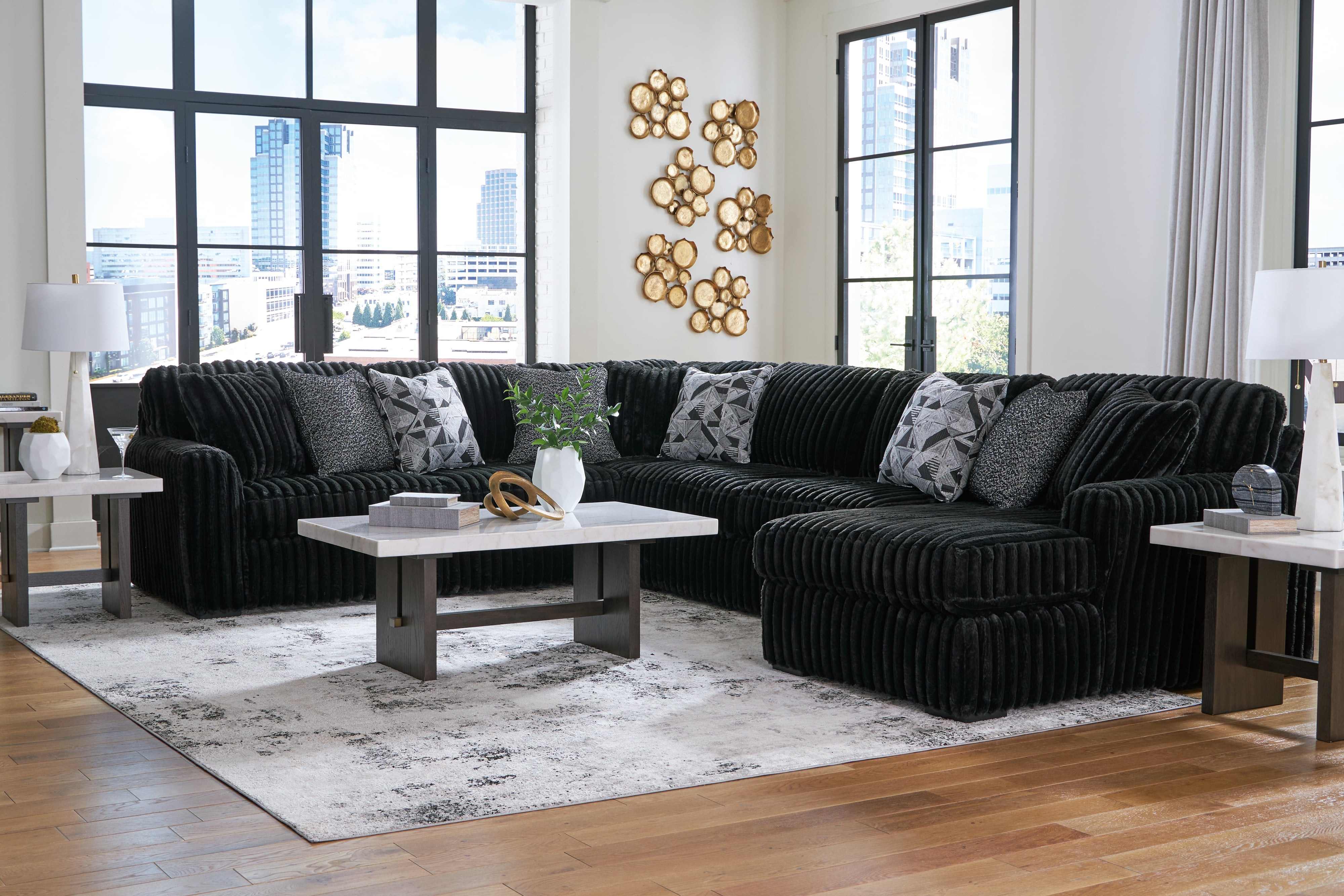 Signature Design by Ashley Midnight-Madness 98103S3 4-Piece Sectional ...