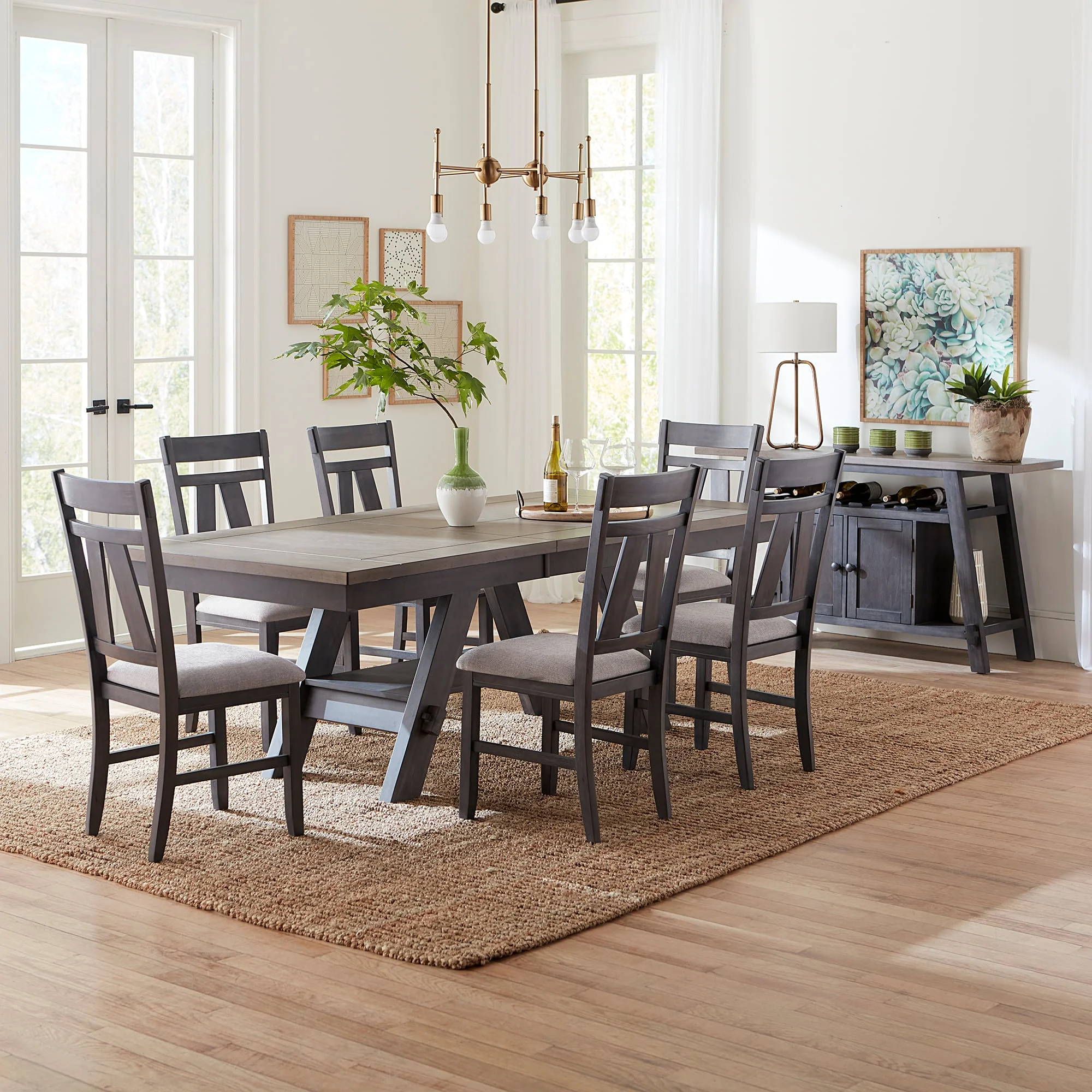 Liberty Furniture Lawson 116GY-CD-7RLS Transitional 7-Piece Rectangular Table Set | Thornton ...