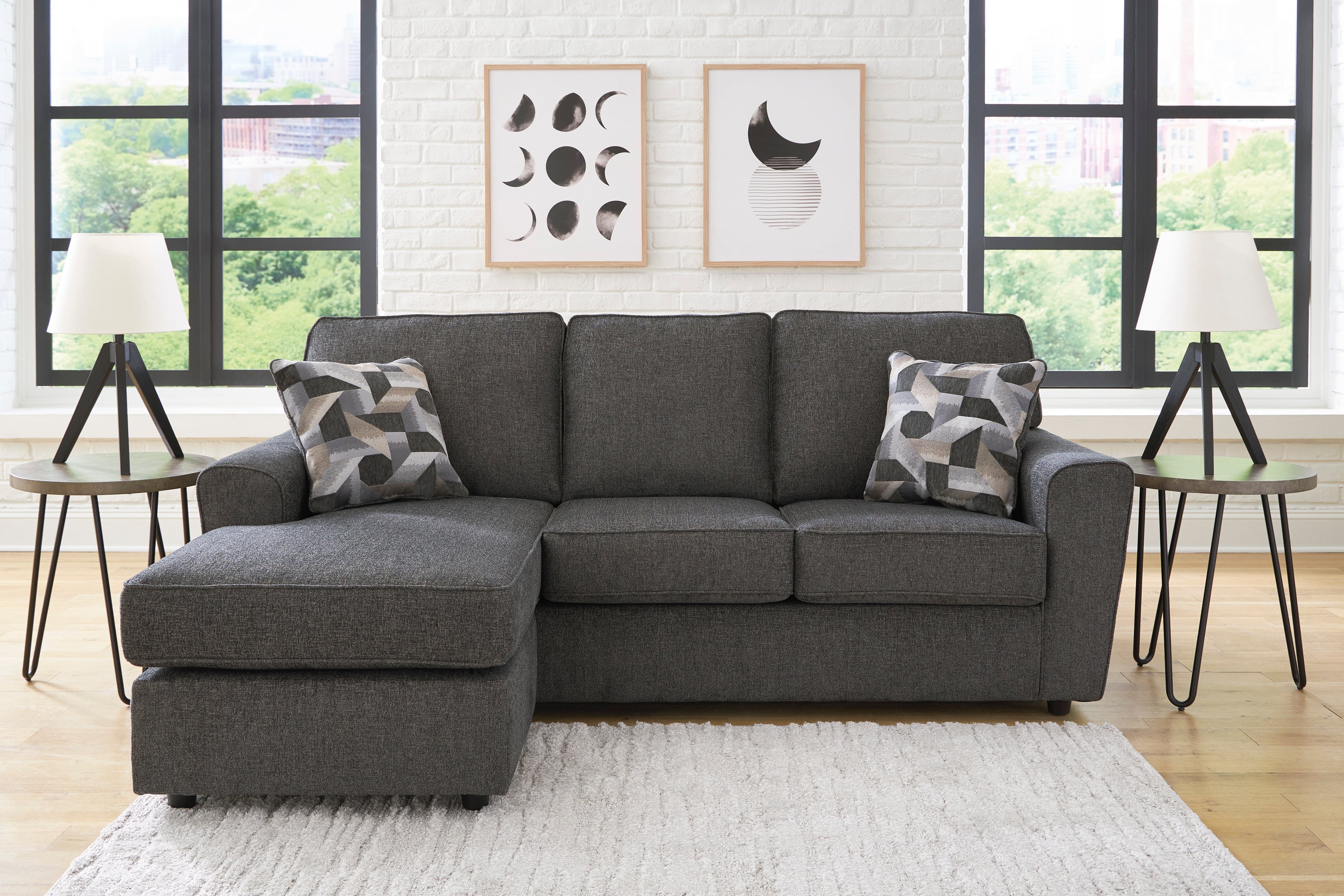 Signature design by ashley brise sofa with chaise in slate store