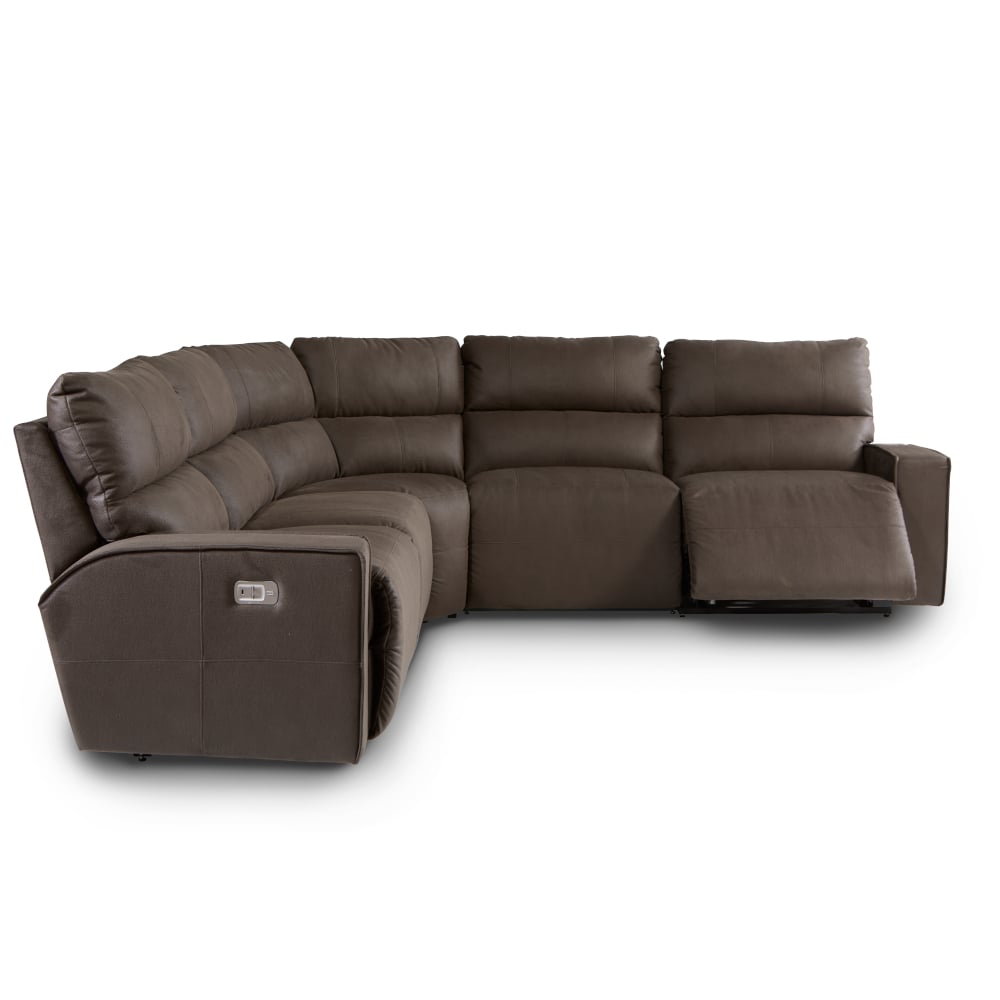 La Z Boy Maddox X4A759x1 X4B759x1 44S759x2 44C759x1 D185559 Right Hand Power Activator Power 4 Seat Sectional Sofa with Power Headrests Lumbar Bennett s Furniture and Mattresses Reclining Sectional So...