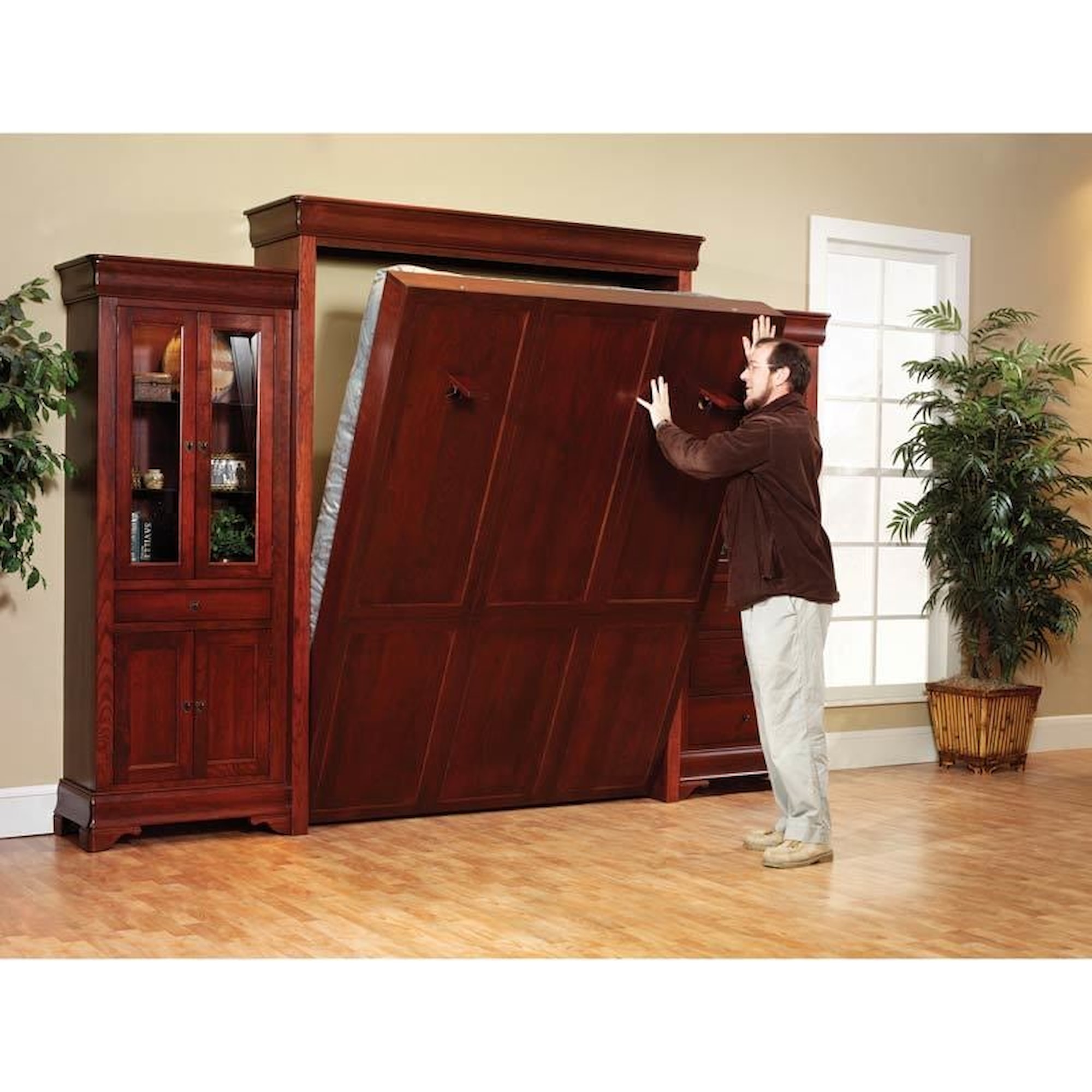 Millcraft Murphy Bed LP8045FL Transitional Full Wall Bed in Cherry ...