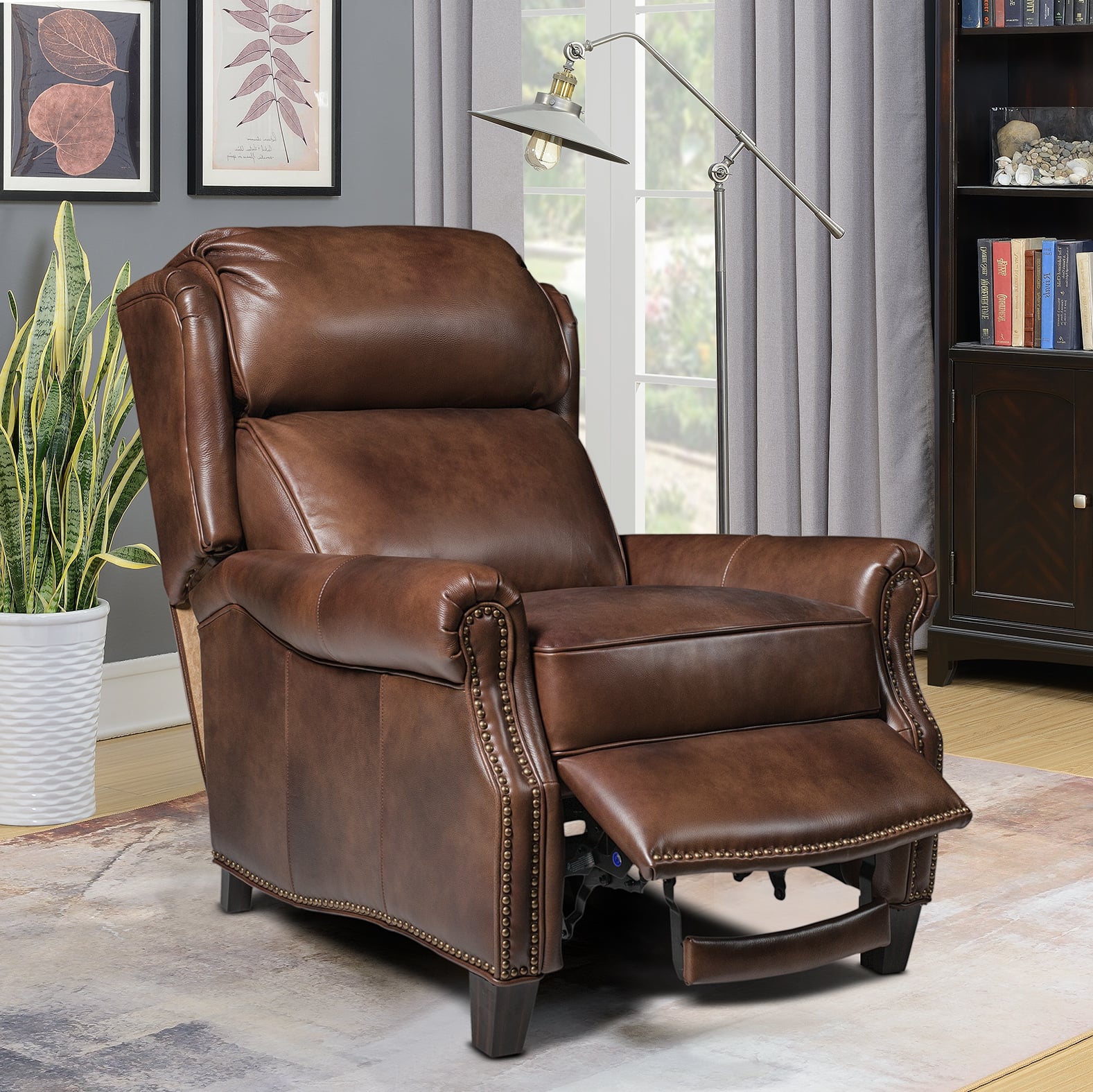 Barcalounger Meade 451751899 Transitional Push Back Recliner with with Nail Head Trim Baer s Furniture Recliner Three Way