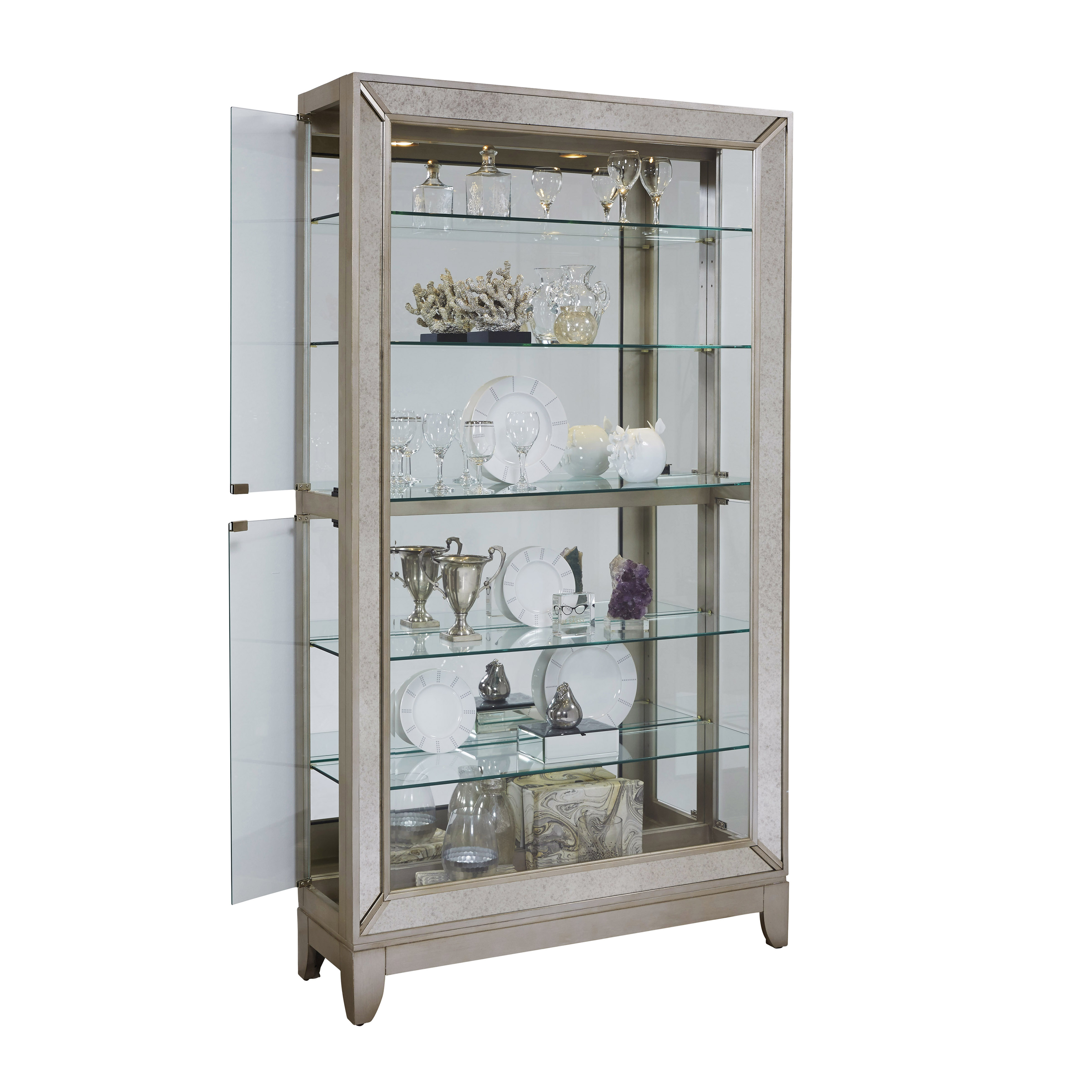 Pulaski Furniture Curios 21384 Platinum Side Entry Curio Cabinet Westrich Furniture Appliances Curio Cabinets