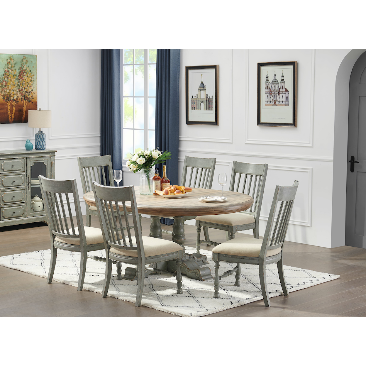 Coast2Coast Home Weston 60218x6 60217x1 Rustic 7 Piece Dining Set coast2coast-home-weston-60218x6-60217x1-rustic-7-piece-dining-set