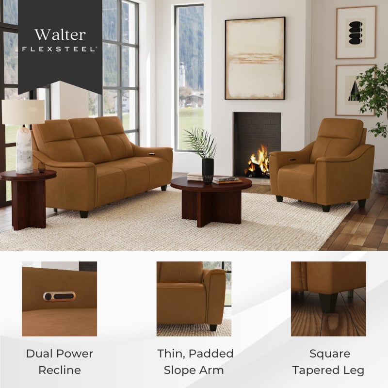 Flexsteel Walter 1125-62PH 918-72 Transitional Power Reclining Sofa ...