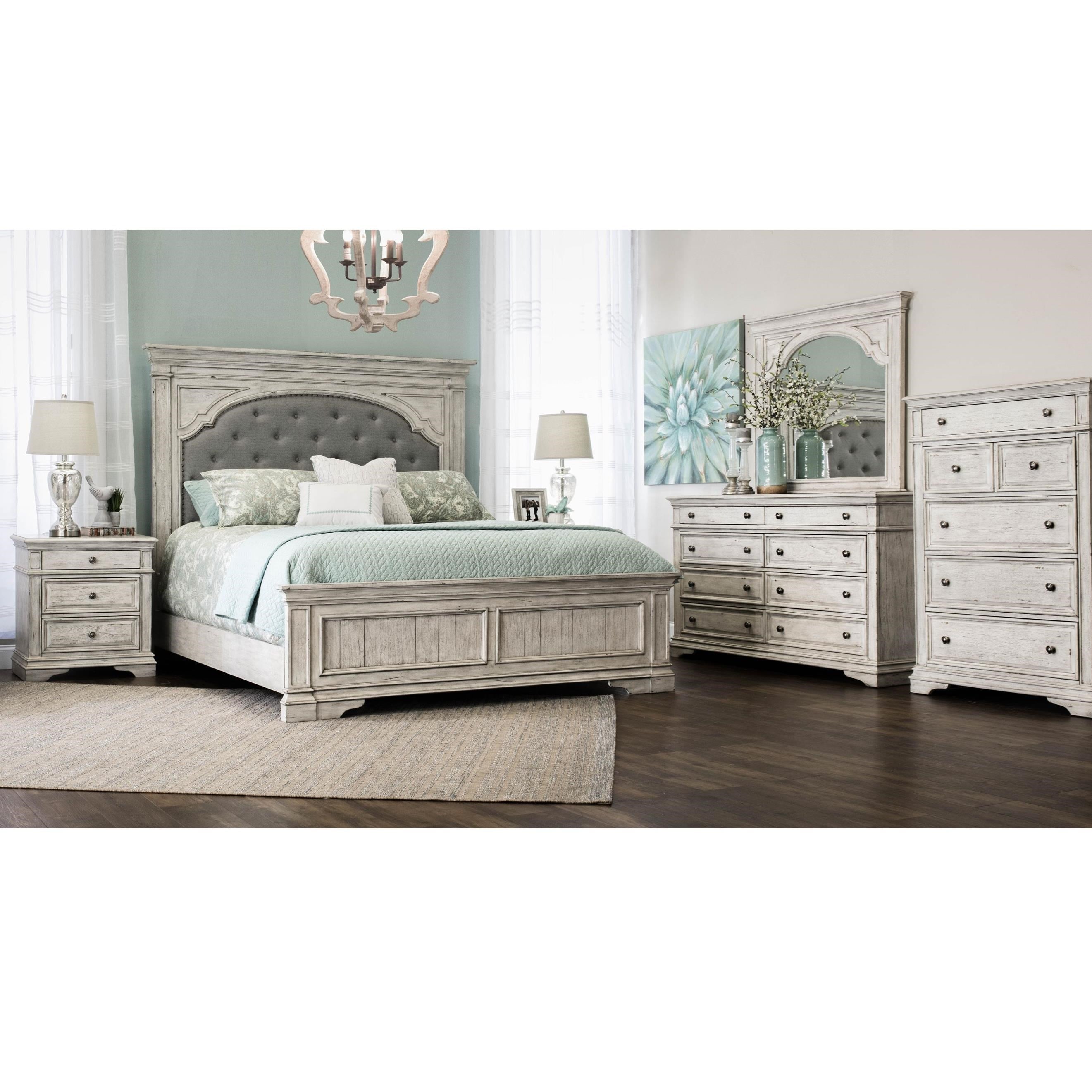 Steve Silver Highland Park 13724 Farmhouse King Bed with Tufted Headboard Galleria Furniture Mattress Outlet Bed Headboard Footboard