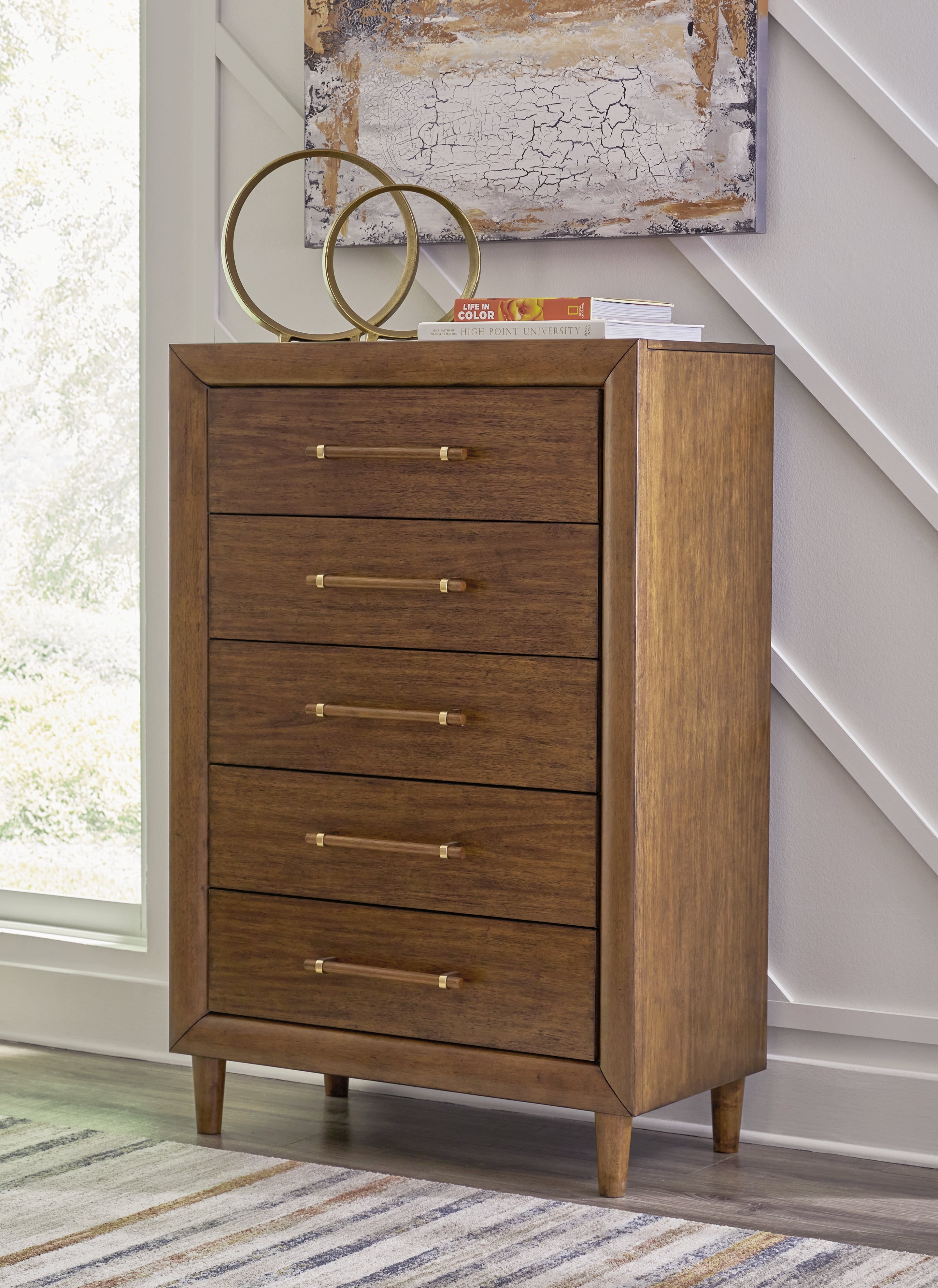 Signature Design by Ashley Lyncott B615-46 Mid-Century Modern 5-Drawer ...