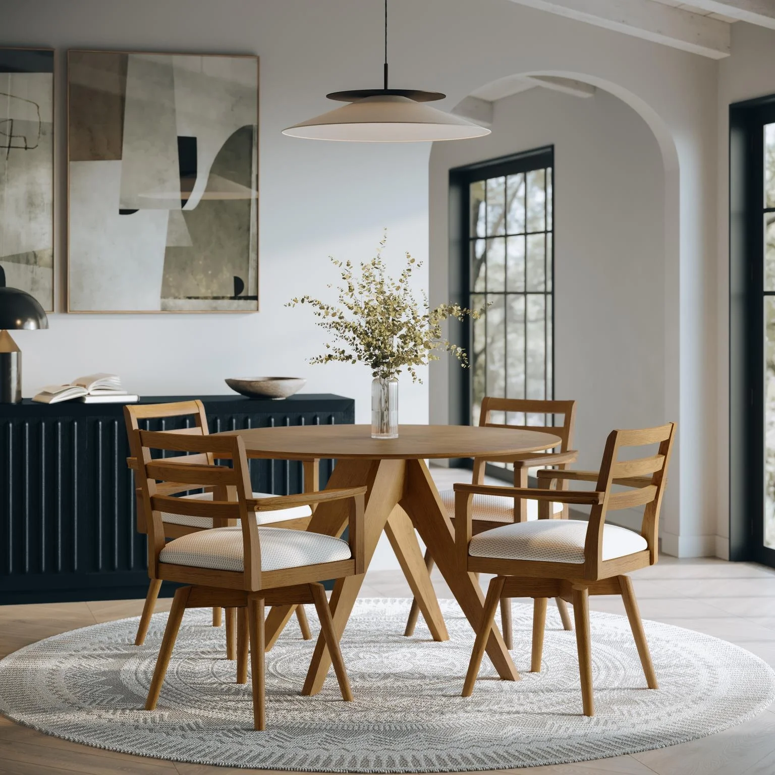 Jofran Axis 2592-290KD Transitional Swivel Dining Chair with Ladder ...