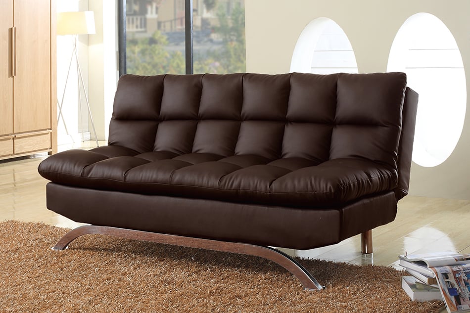 Futons 6731 BLACK PU SOFT PLUSH PILLOW TOP FUTON 7 Day Furniture Uph Futons