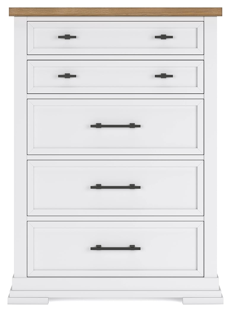 Benchcraft Ashbryn B844-46 Farmhouse Two-Tone 5-Drawer Chest | Standard ...