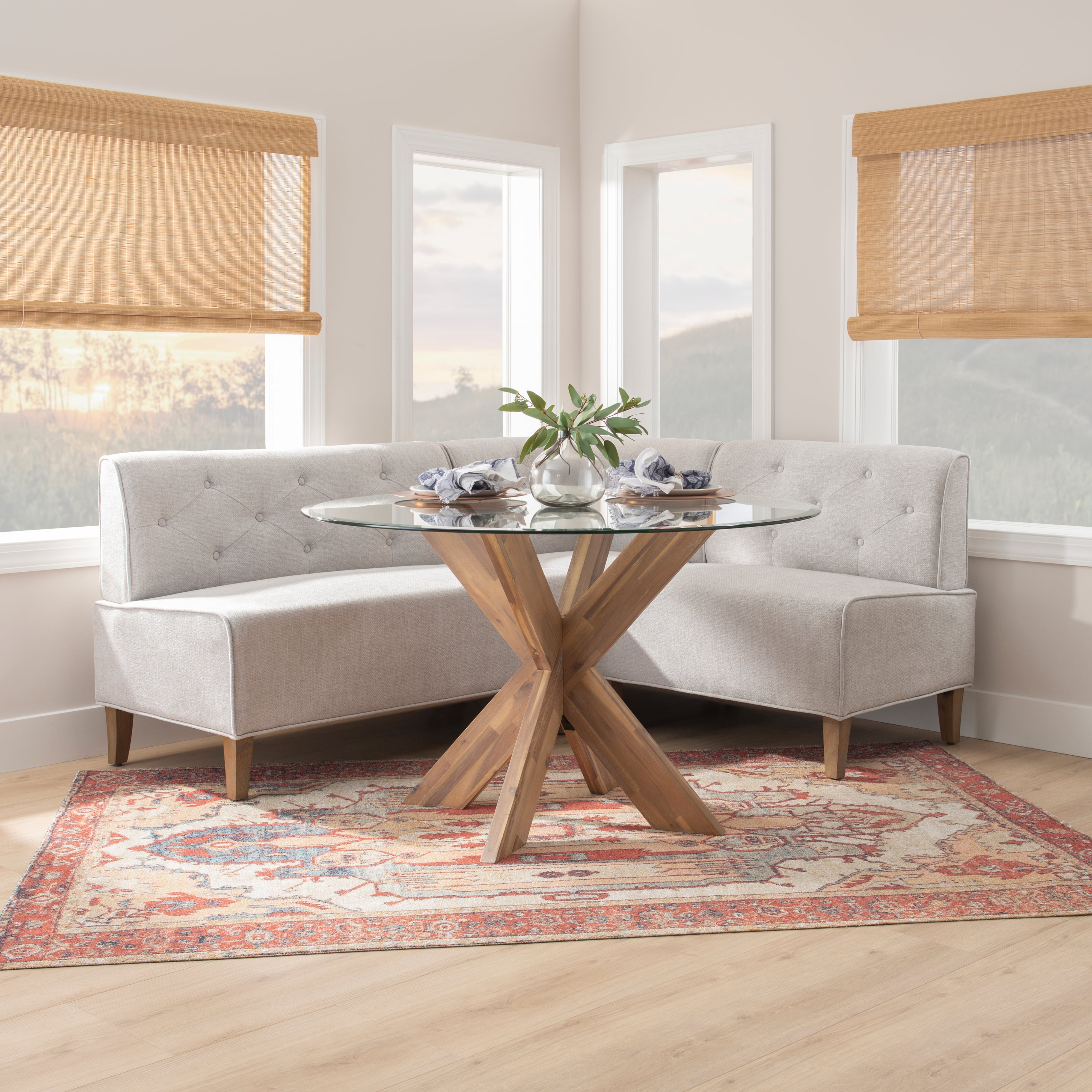 Powell Adler 20D2015NKLTGRY Contemporary Adler 3 Piece Nook Sectional Sofa A1 Furniture Mattress Bench Dining Benches