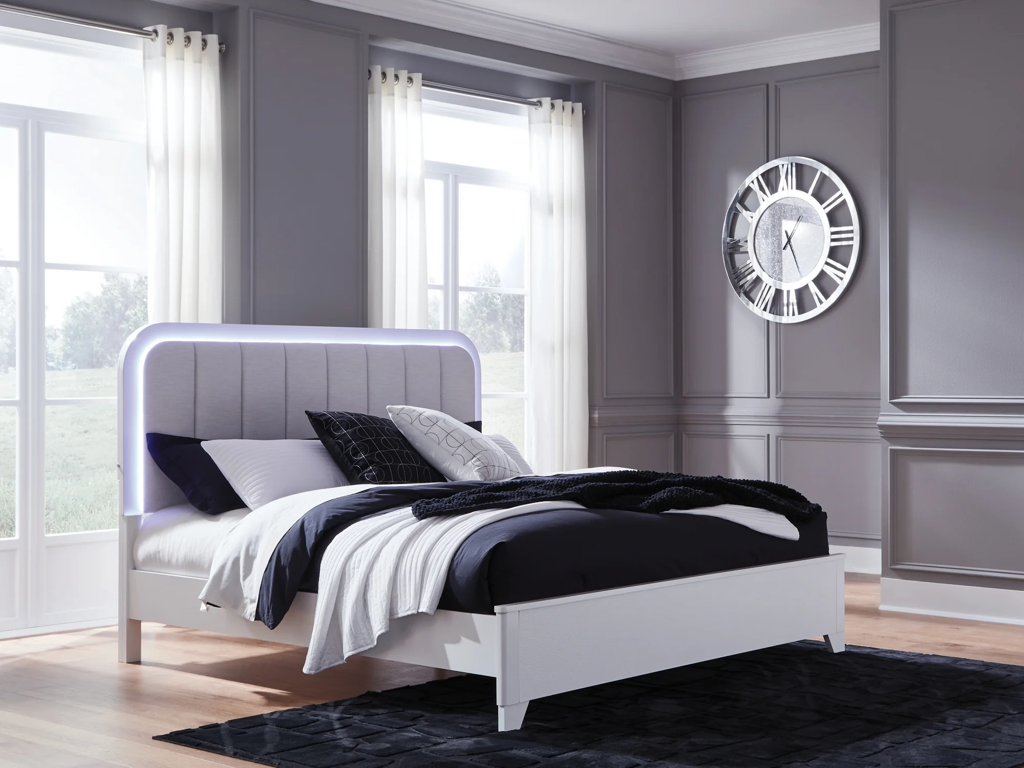 Ashley (Signature Design) Jarlee PCB392B4 King Upholstered Panel Bed ...