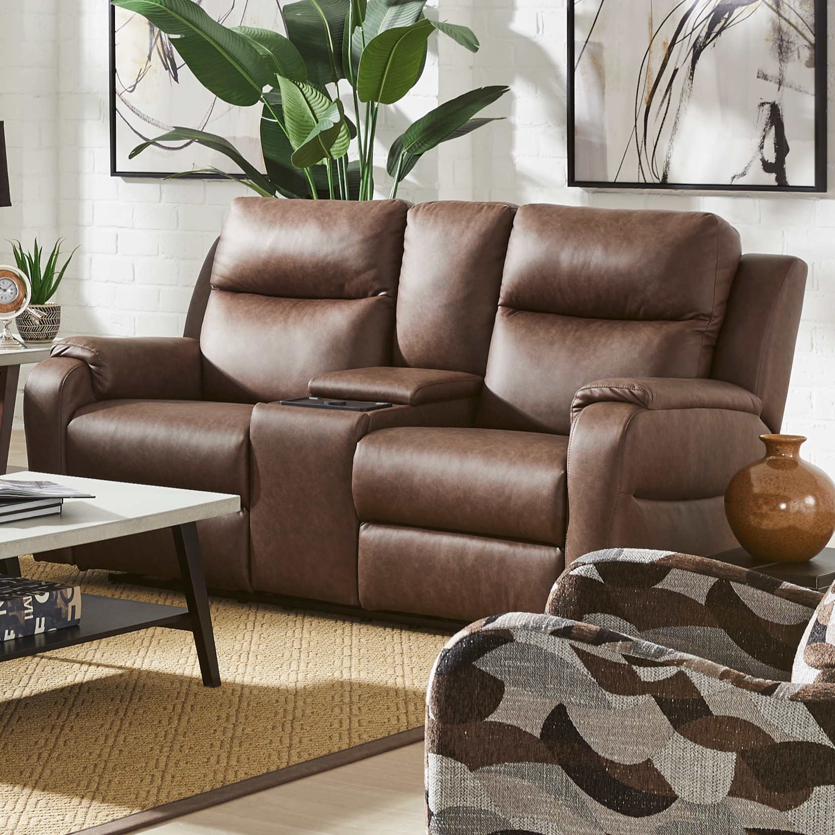 Southern Motion Davidson 302-78-95P Power Headrest Console Loveseat W ...