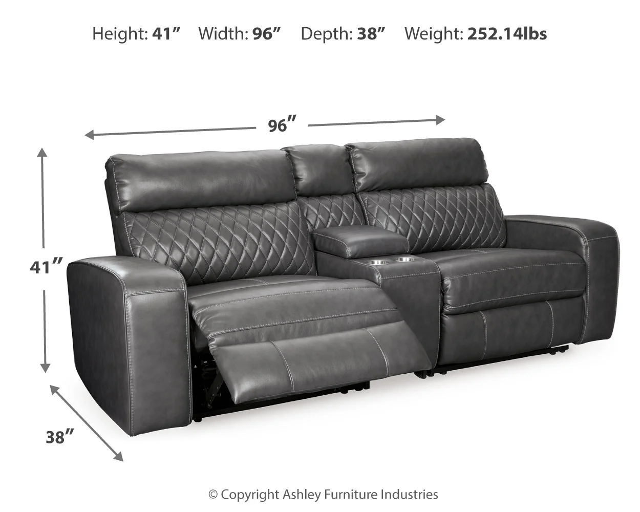 Signature Design by Ashley Samperstone 55203S3 3-Piece Power Reclining ...