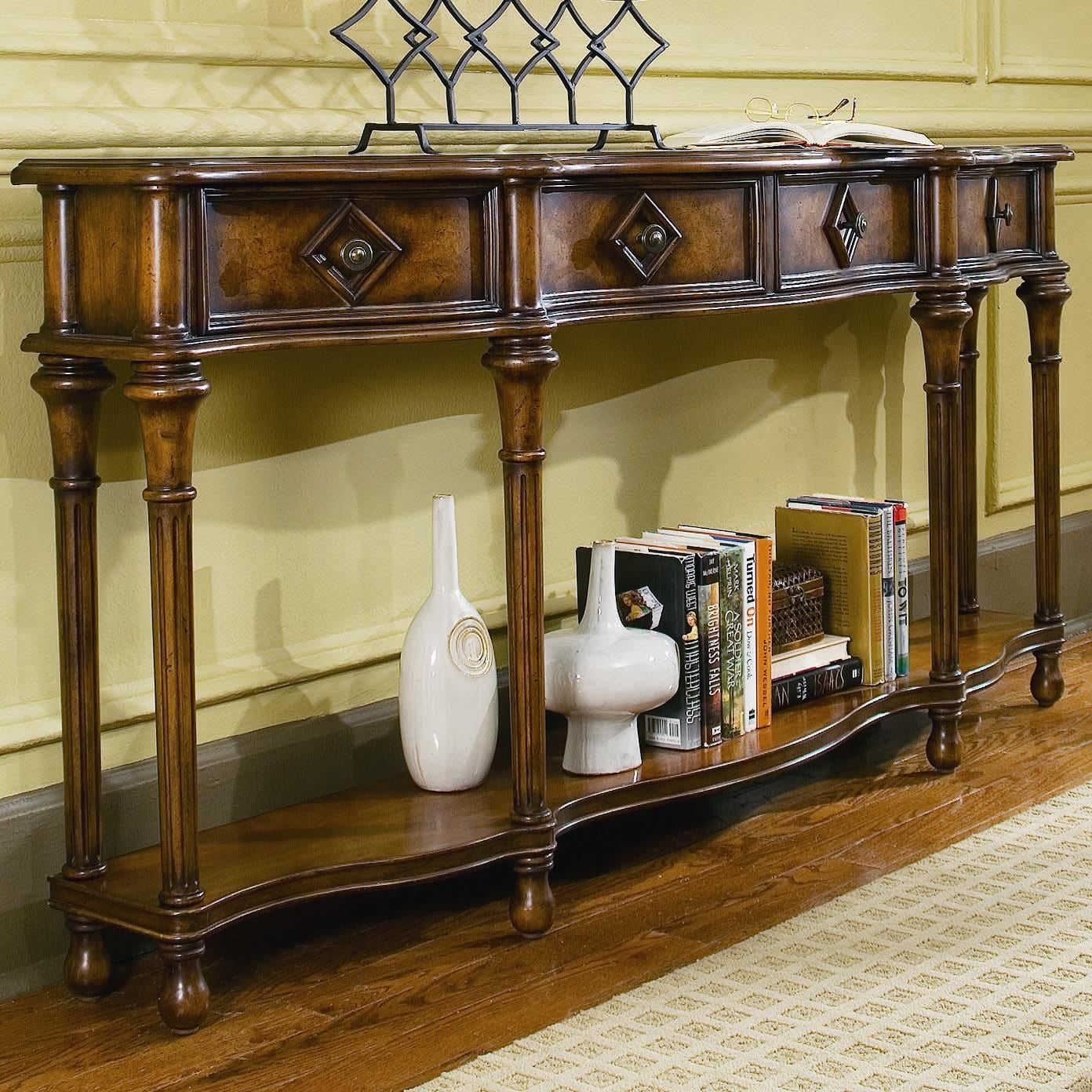 Hamilton Home 963 85 Transitional 4 Drawer 72 Hall Console with Lower Display Shelf Sprintz Furniture Sofa Console Table