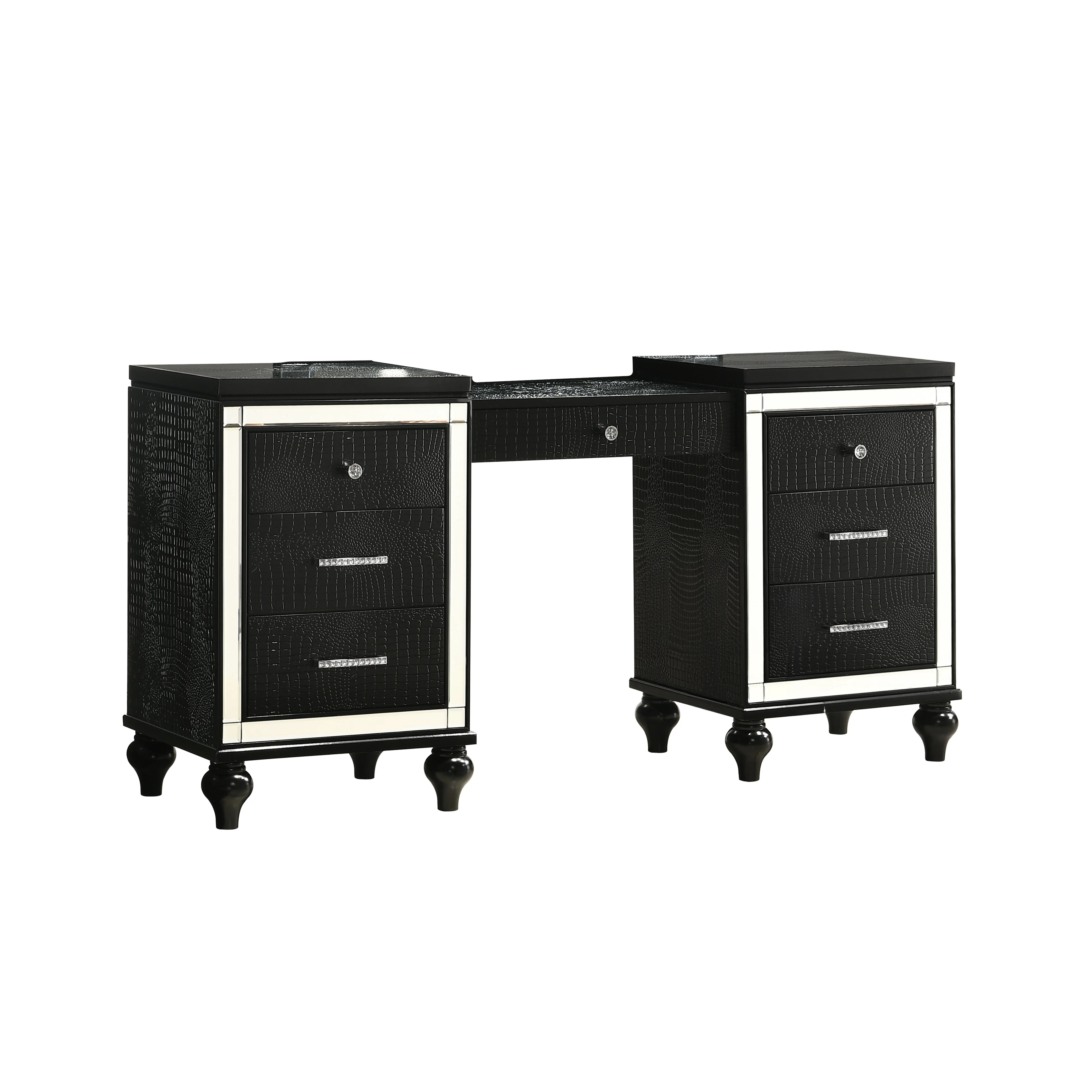 New Classic Valentino BA9698B-090 7-Drawer Vanity Desk with Mirrored ...