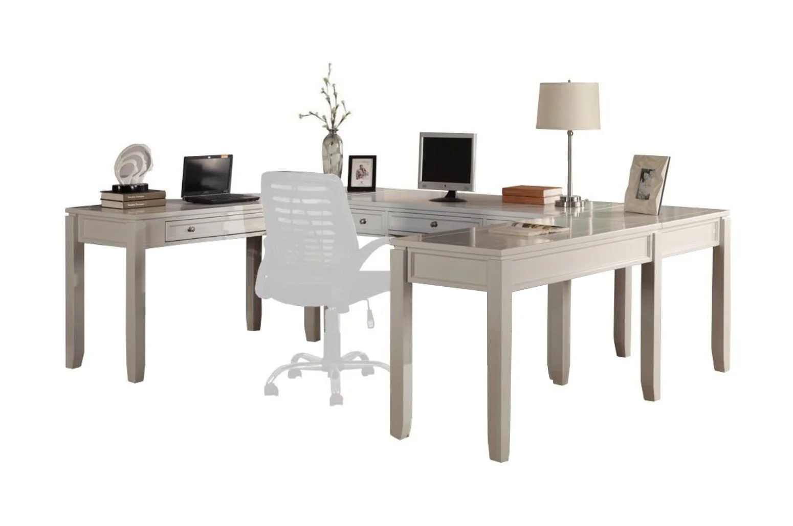 PH Boca BOC-5PC-UDESK Transitional 5-Drawer U-Shaped Desk | Del Sol ...